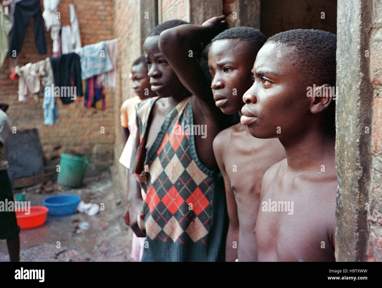 6th May 1995 Hutu child prisoners inside Gikondo Prison in Kigali ...
