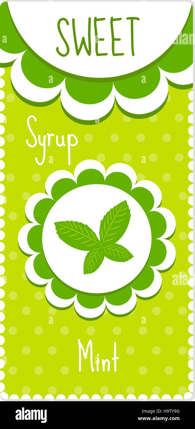 Cute labels for drinks, syrup. Mint label. Vector illustration Stock ...