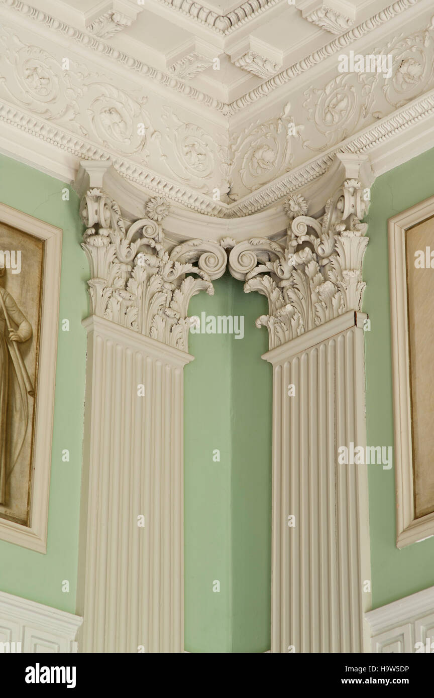 Detail of the pilasters and frieze in the Outer Library at Attingham ...