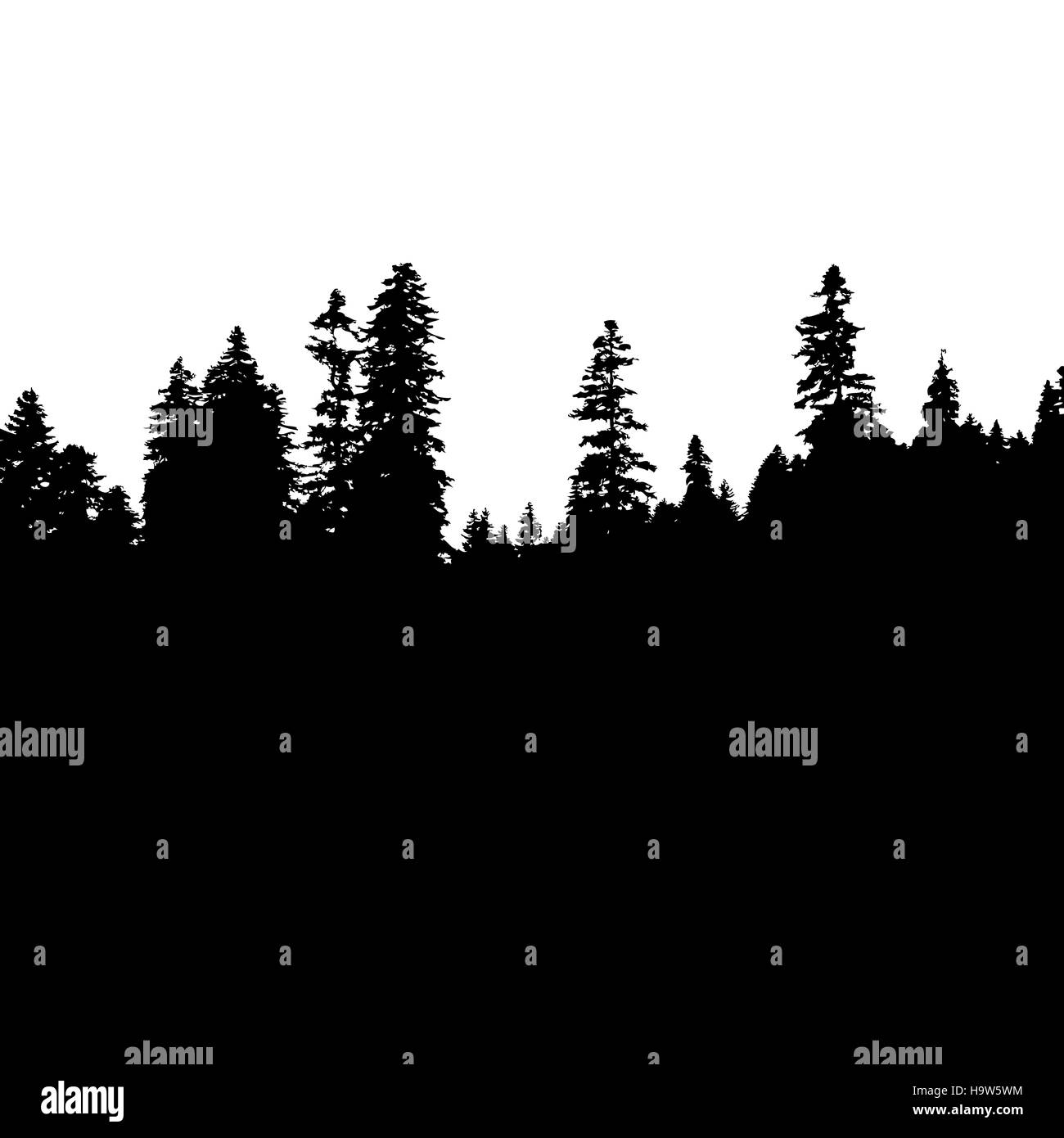 Vector cartoon seamless landscape Black and White Stock Photos & Images ...