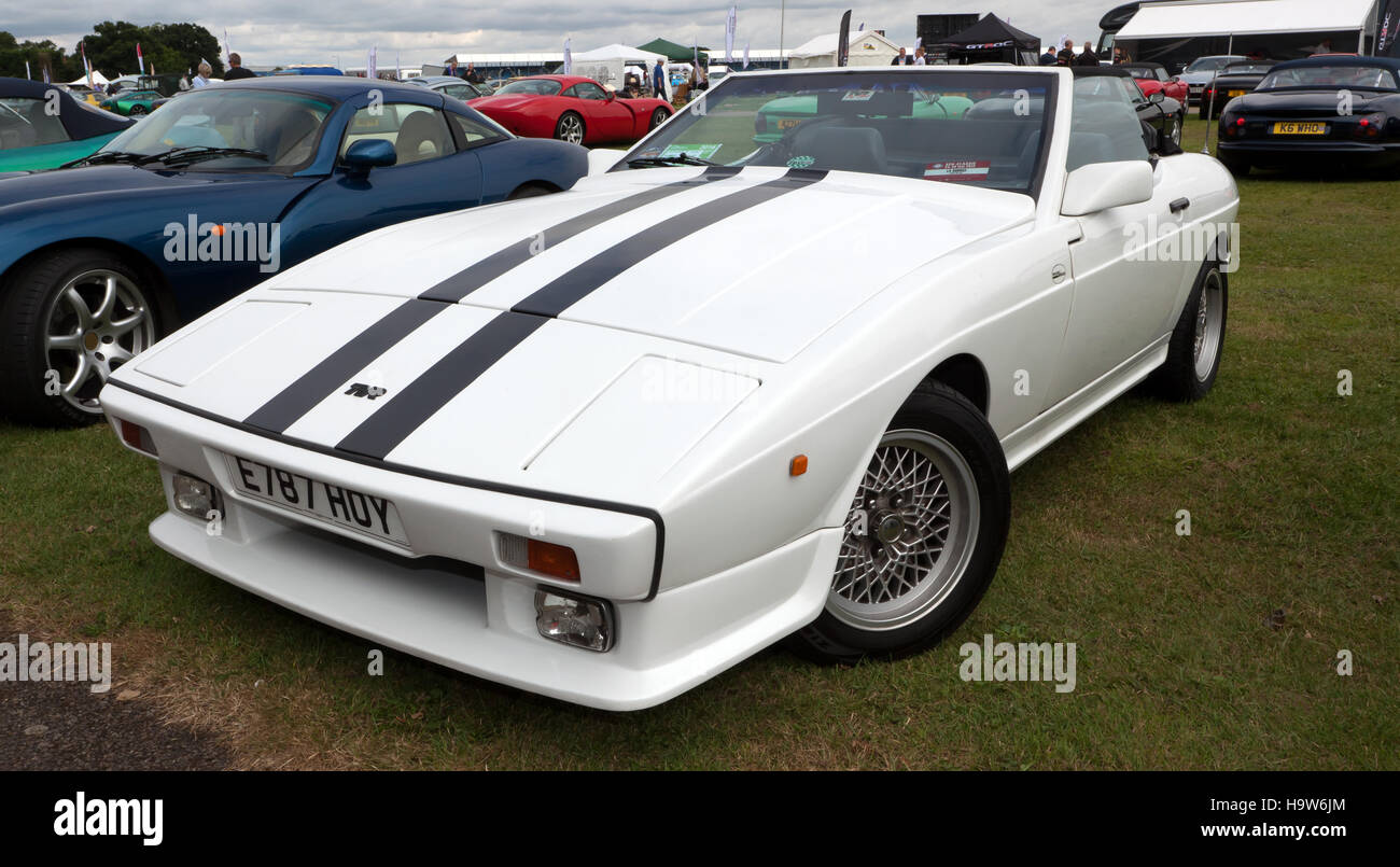 Three-quarter view of a 1988 TVR 350i on display in the TVR Car Club Zone of the 2016 ...