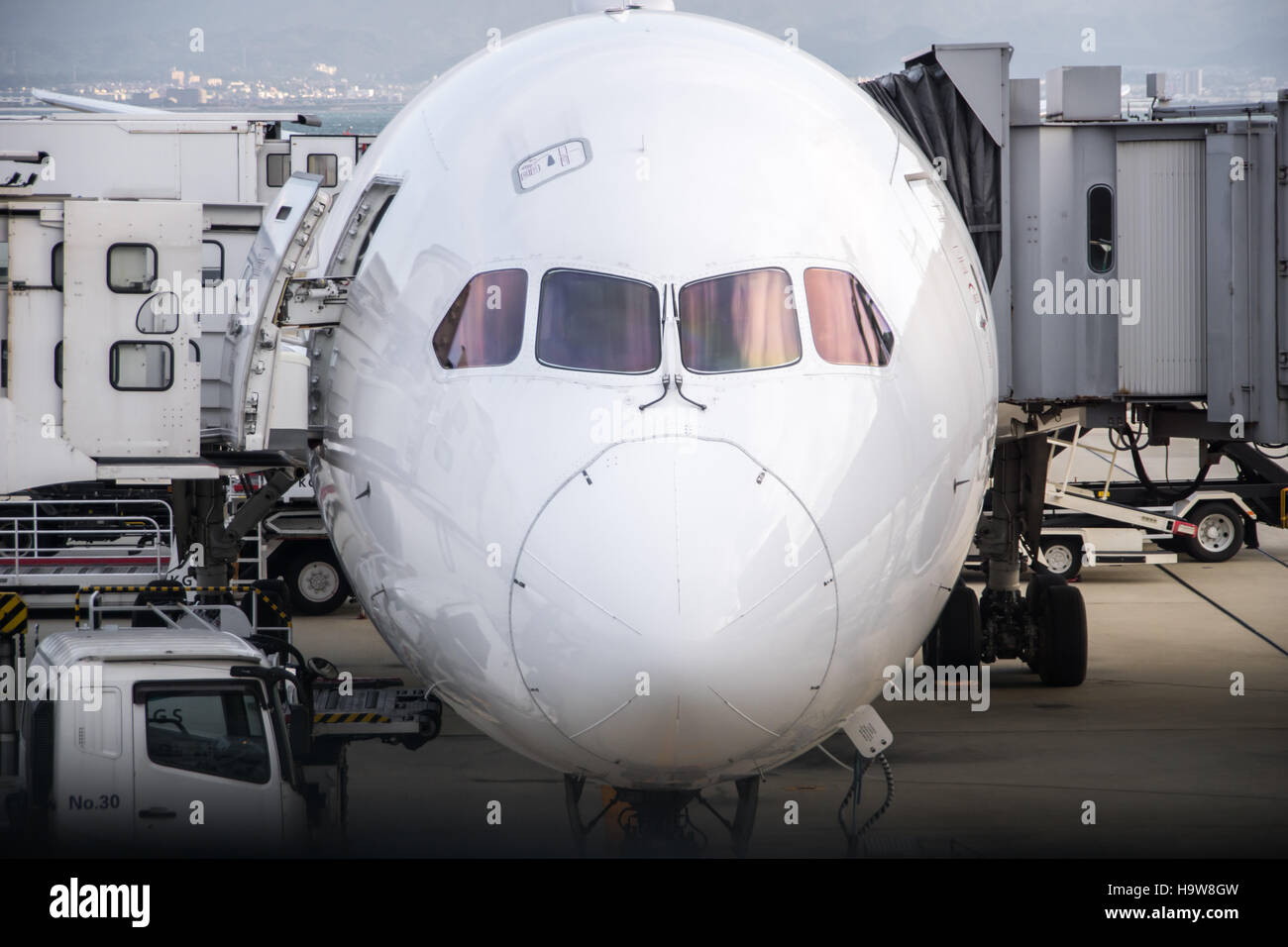 Aircraft - Close up of airplane cockpit - front-facing Stock Photo - Alamy