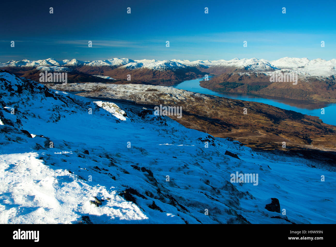 The Arrochar Alps and Loch Katrine from Ben Venue, Southern Highlands ...