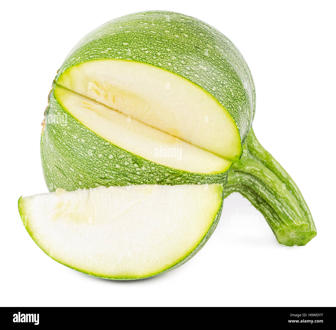 Round fresh zucchini with cut piece isolated on white background Stock ...