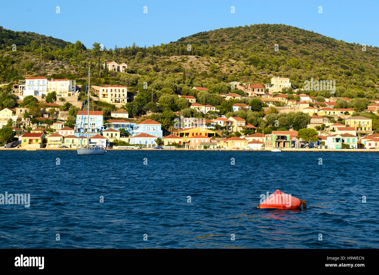 traditional houses in Vathy Ithaca island Greece Stock Photo - Alamy