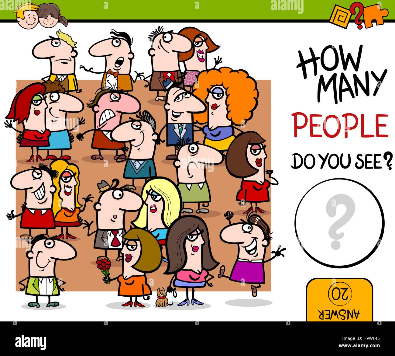 Cartoon Illustration of Educational Counting Activity for Children with ...