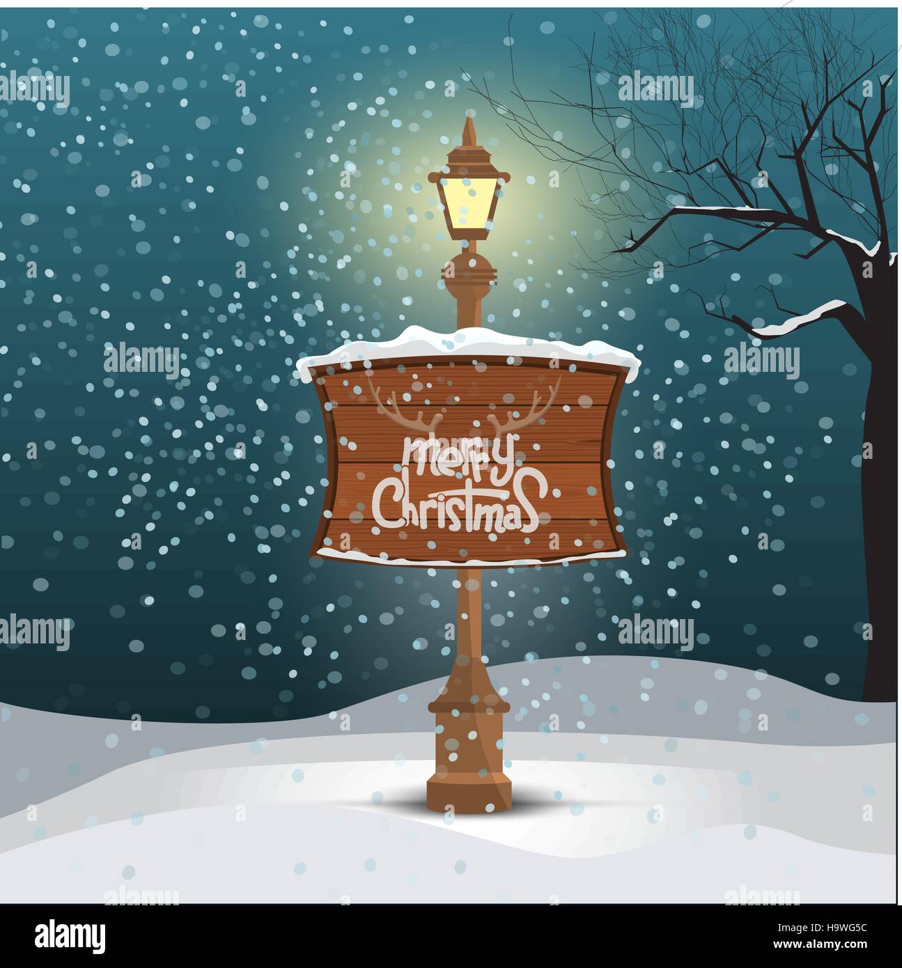 Christmas greeting card - snowy winter background Stock Vector Image ...