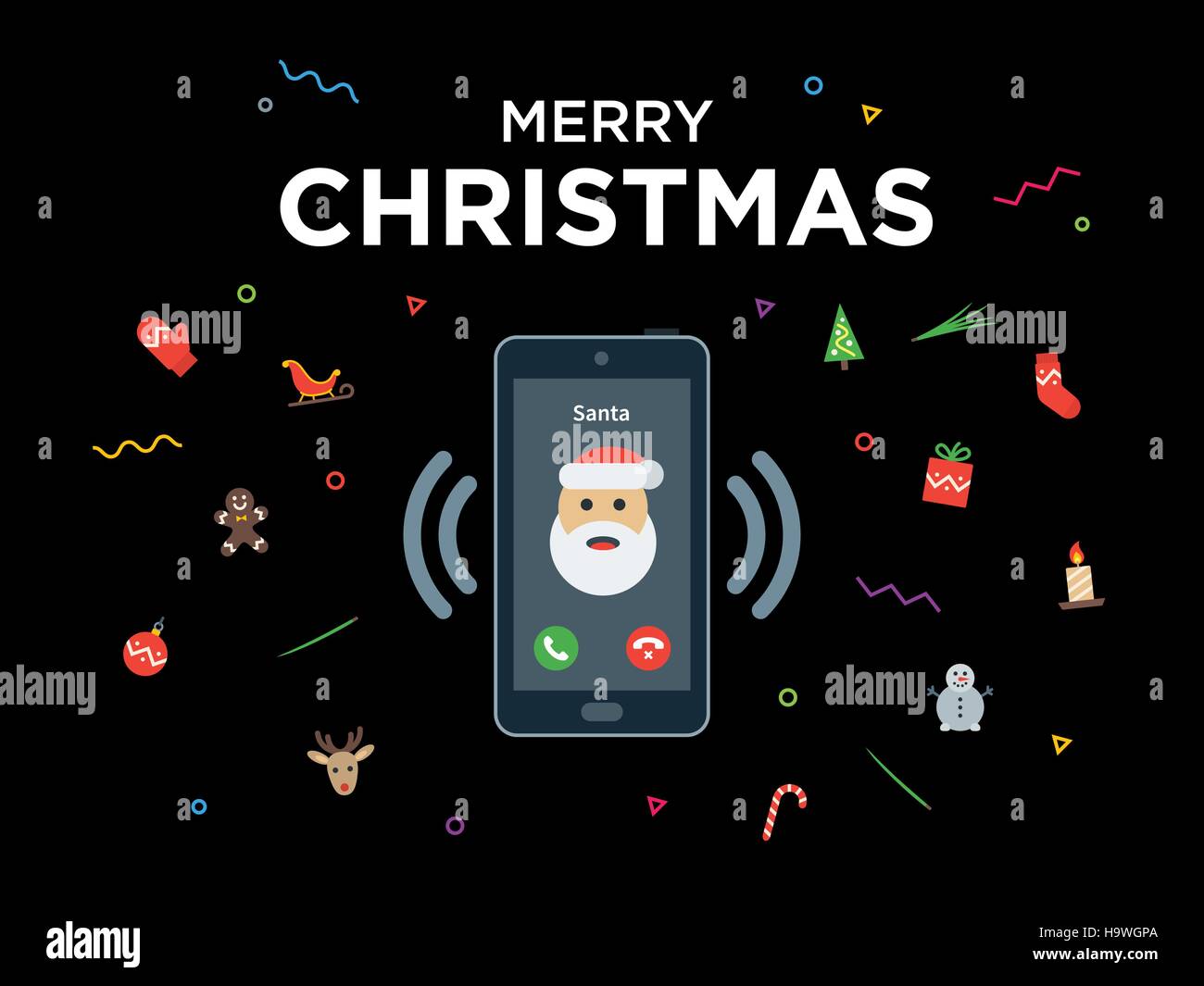 Christmas phone call from Santa Claus with Greeting Card and Happy New ...
