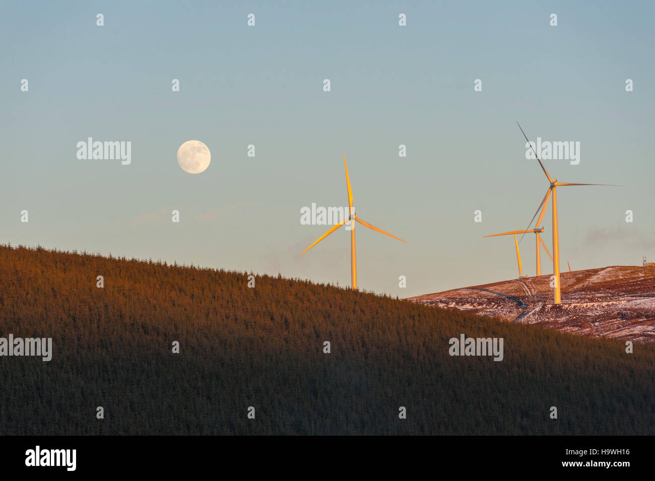 turbines of the clyde wind farm in lanarkshire scotland with a full ...