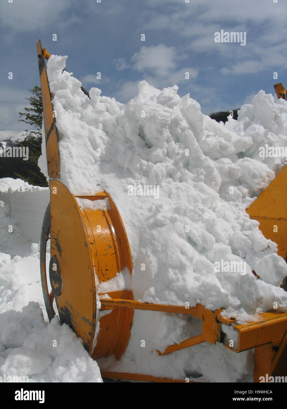 This image shows snow accumulation on a blower head in Yellowstone ...