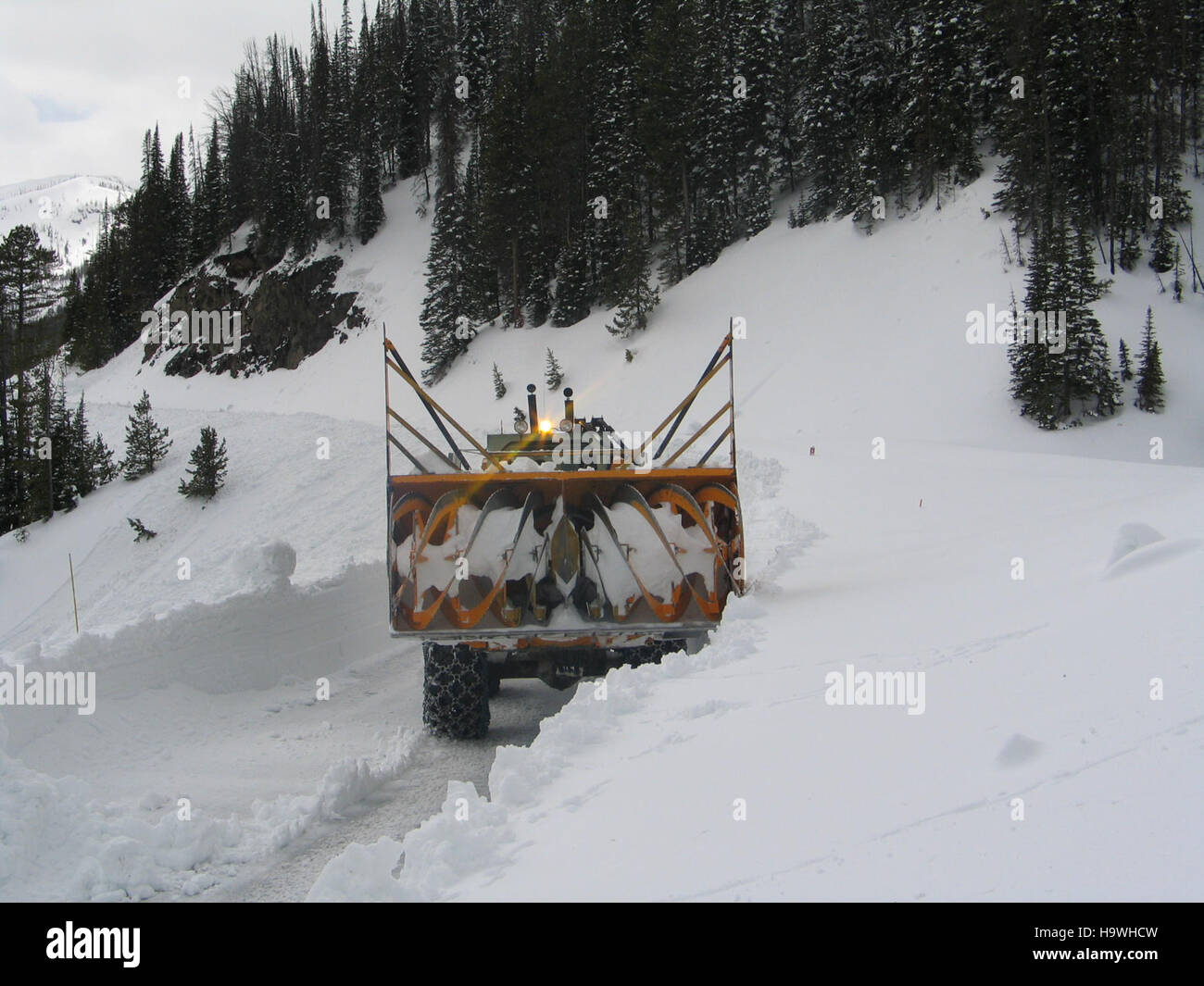 A Hough loader is seen operating on Sylvan Pass in Yellowstone National ...