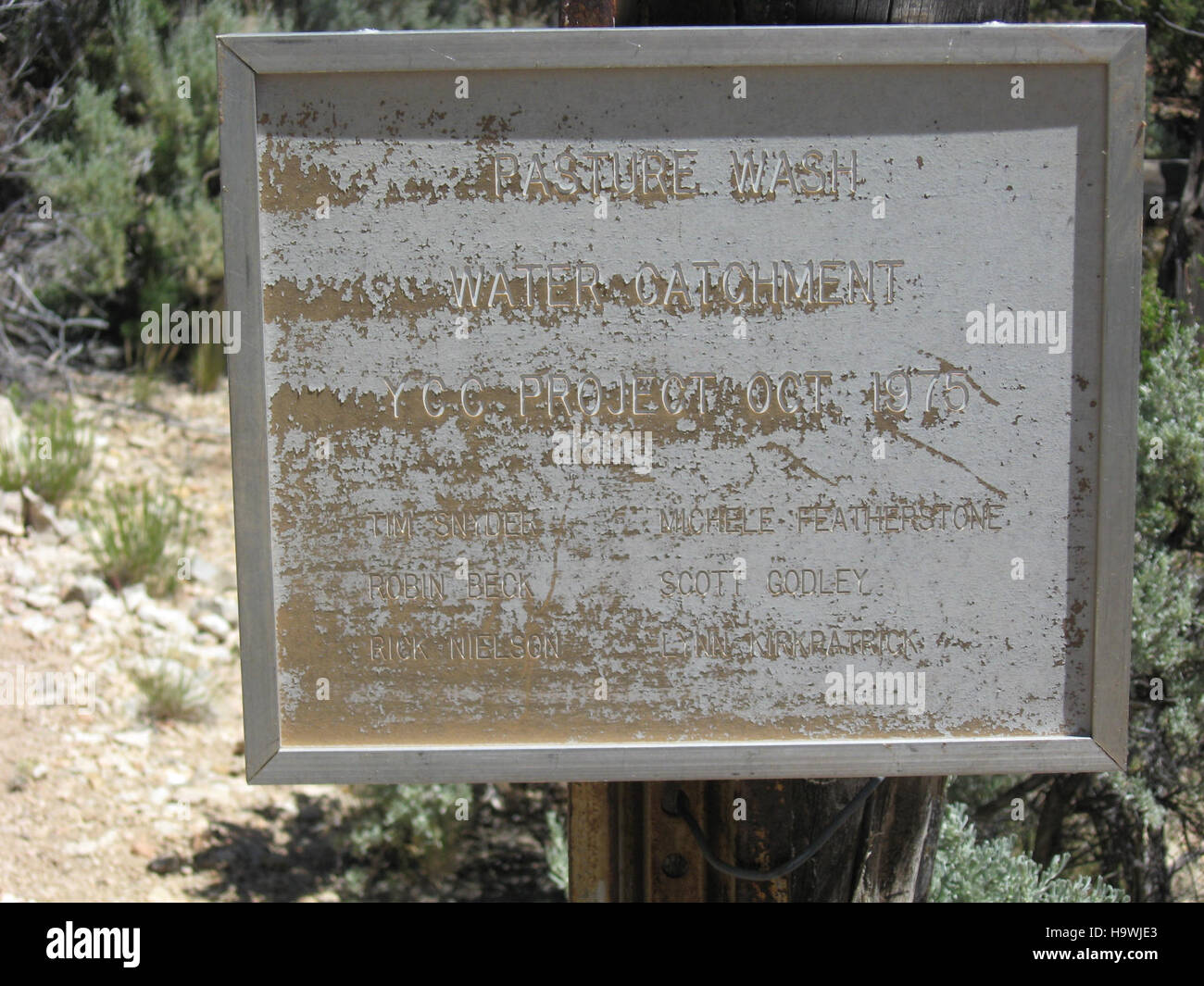 A sign placed near the southeast of the Grand Canyon’s water catchment ...