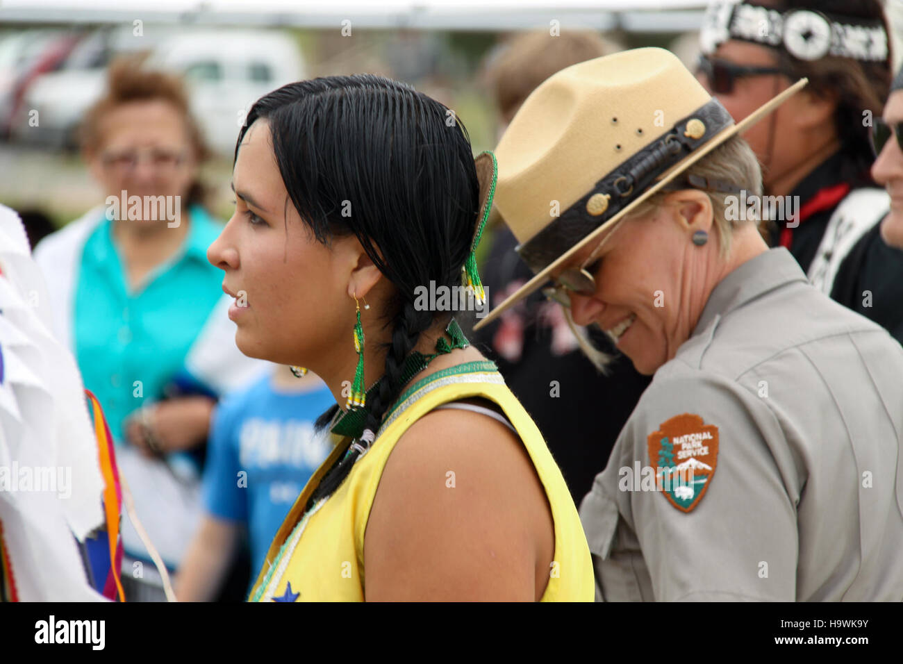 Star Chief Eagle and Ranger Cindy are seen at Badlands National Park ...