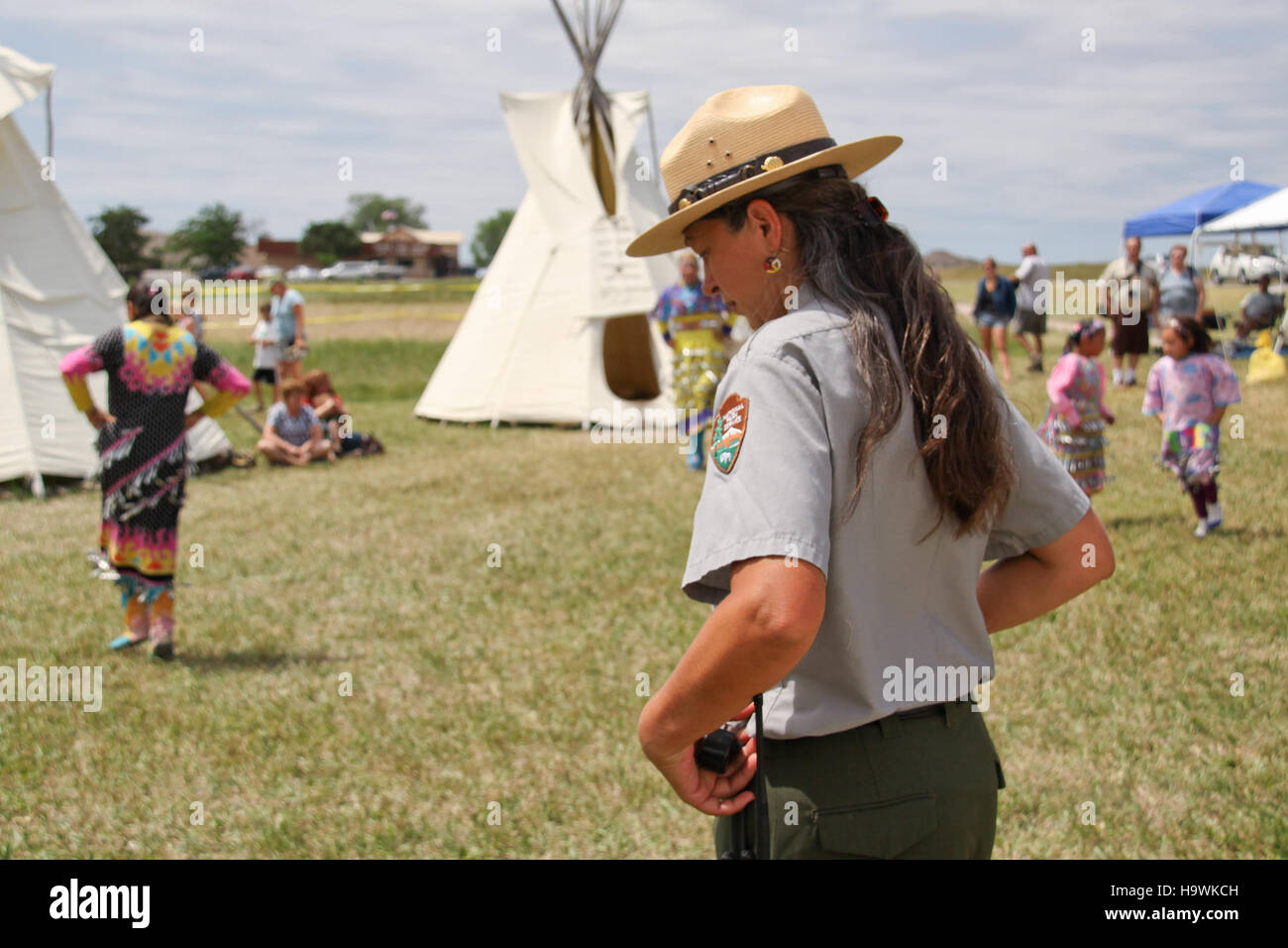 Ranger Ellen participates in a jingle dance at Badlands National Park ...
