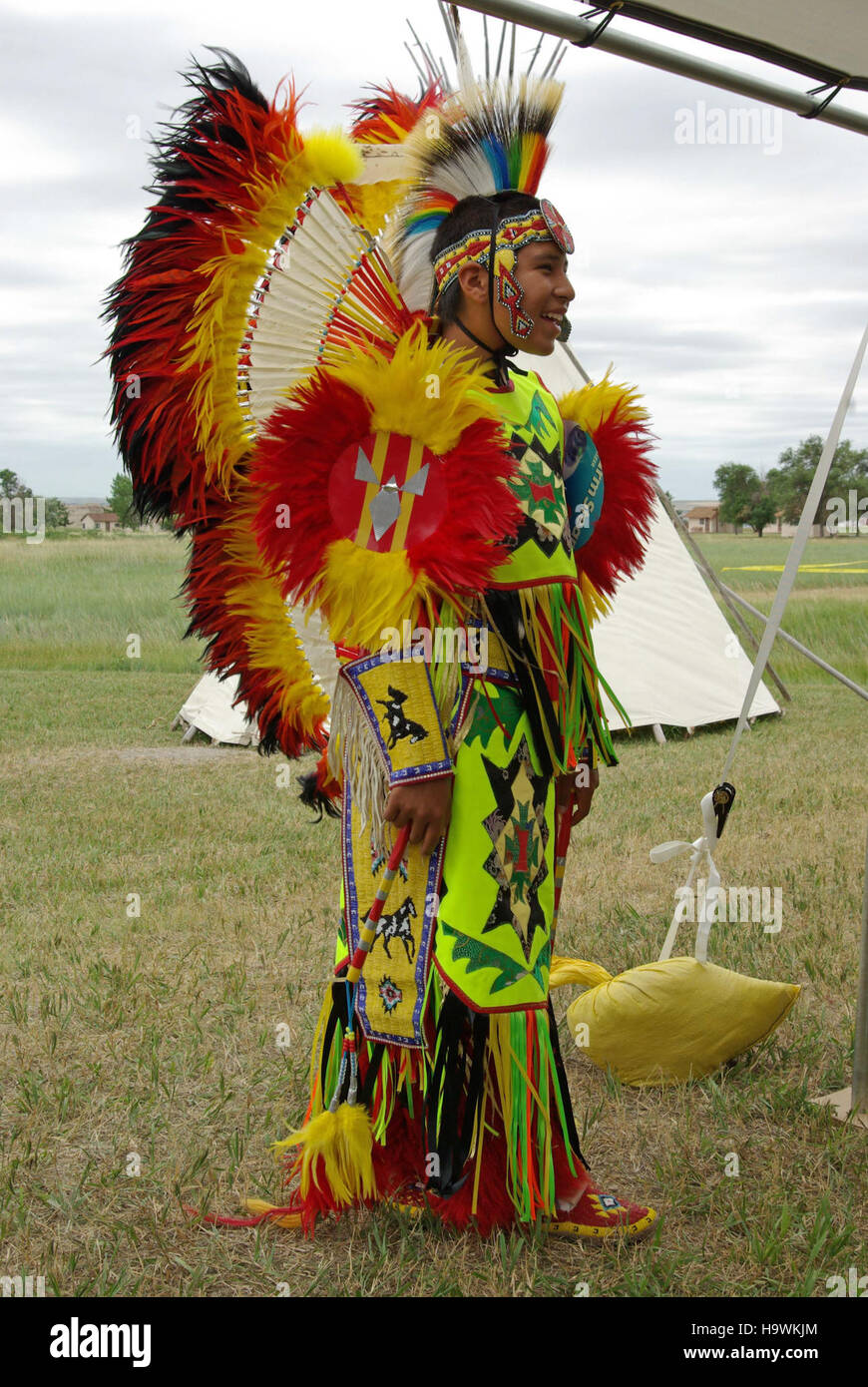 A vibrant display of the Hunter Fancy Dance, a traditional Native ...