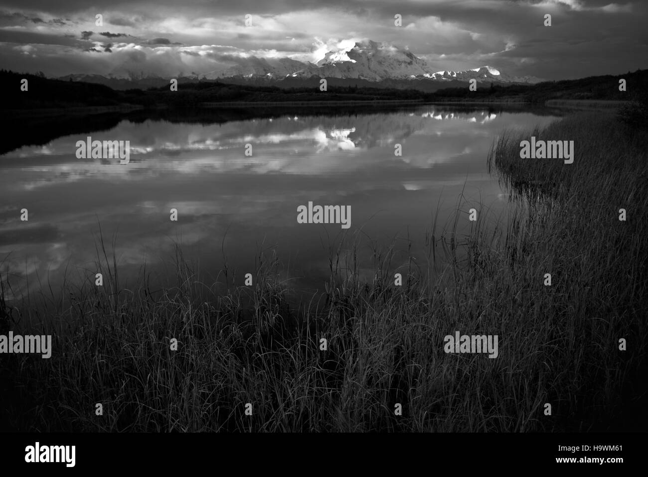 Reflection surrounding landscape in Black and White Stock Photos ...