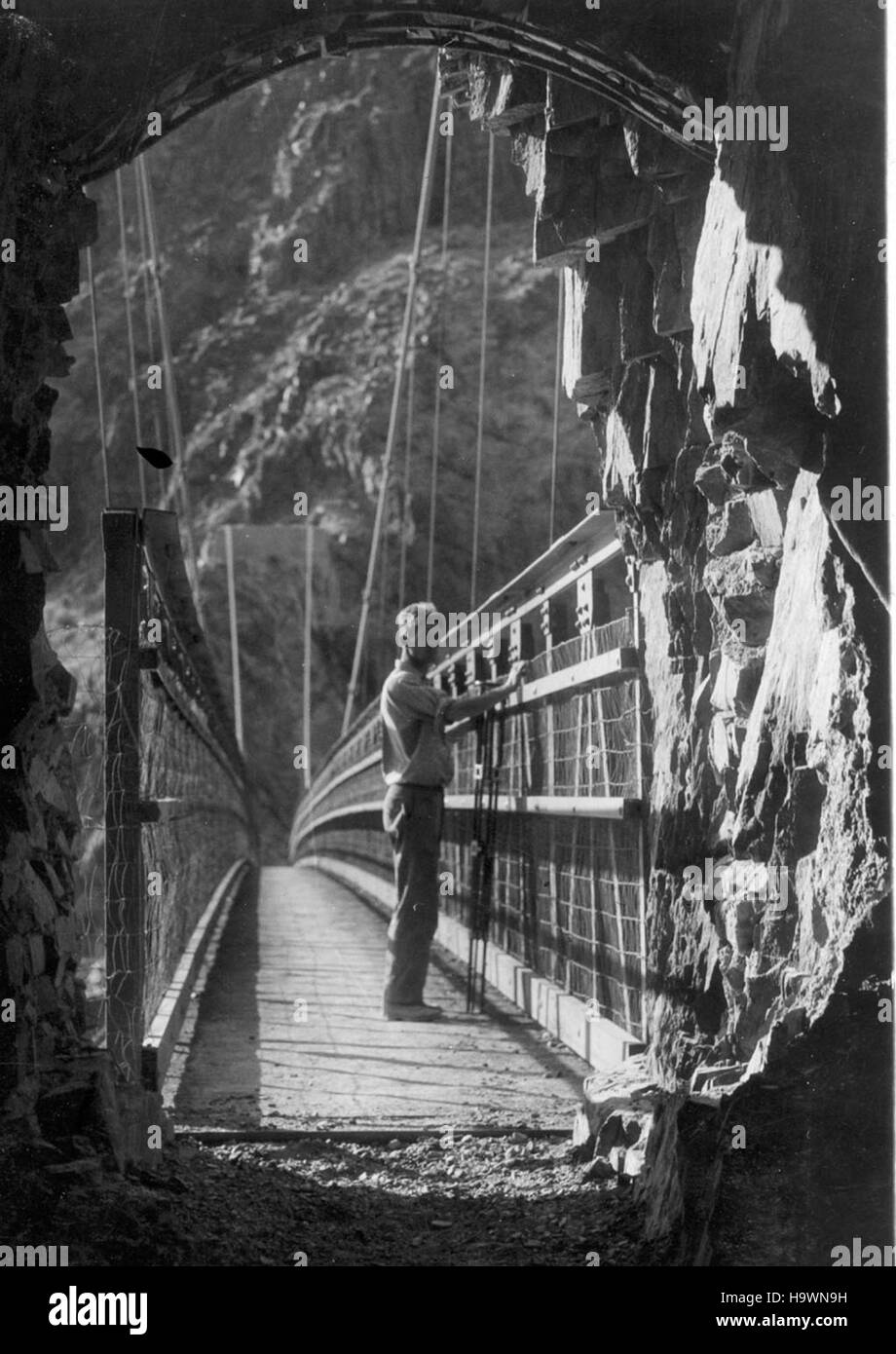 The historic Kaibab Trail Suspension Bridge in Grand Canyon National ...