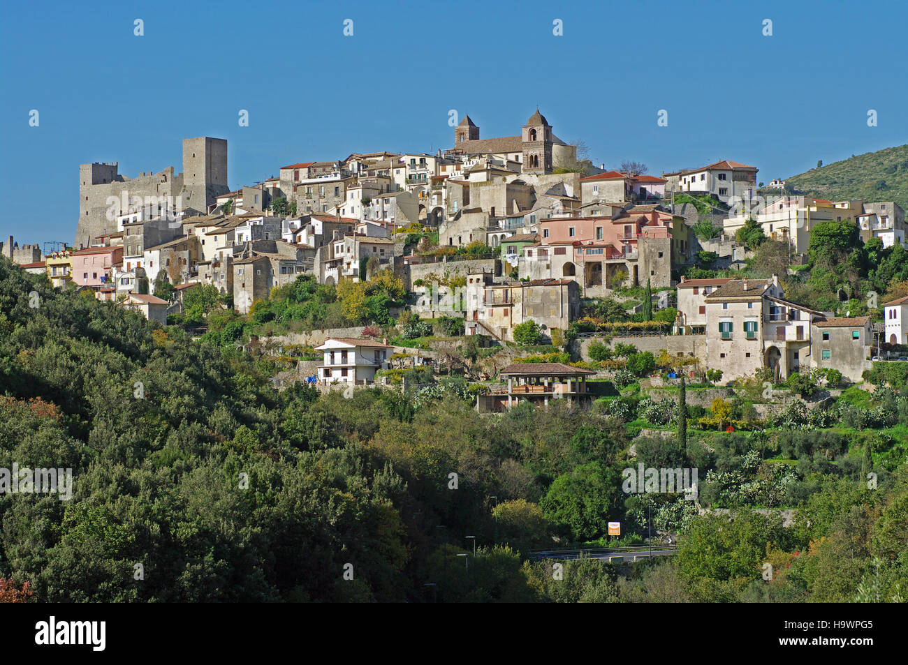 The italian city of Itri, on the famous road Via Appia, in the middle ...