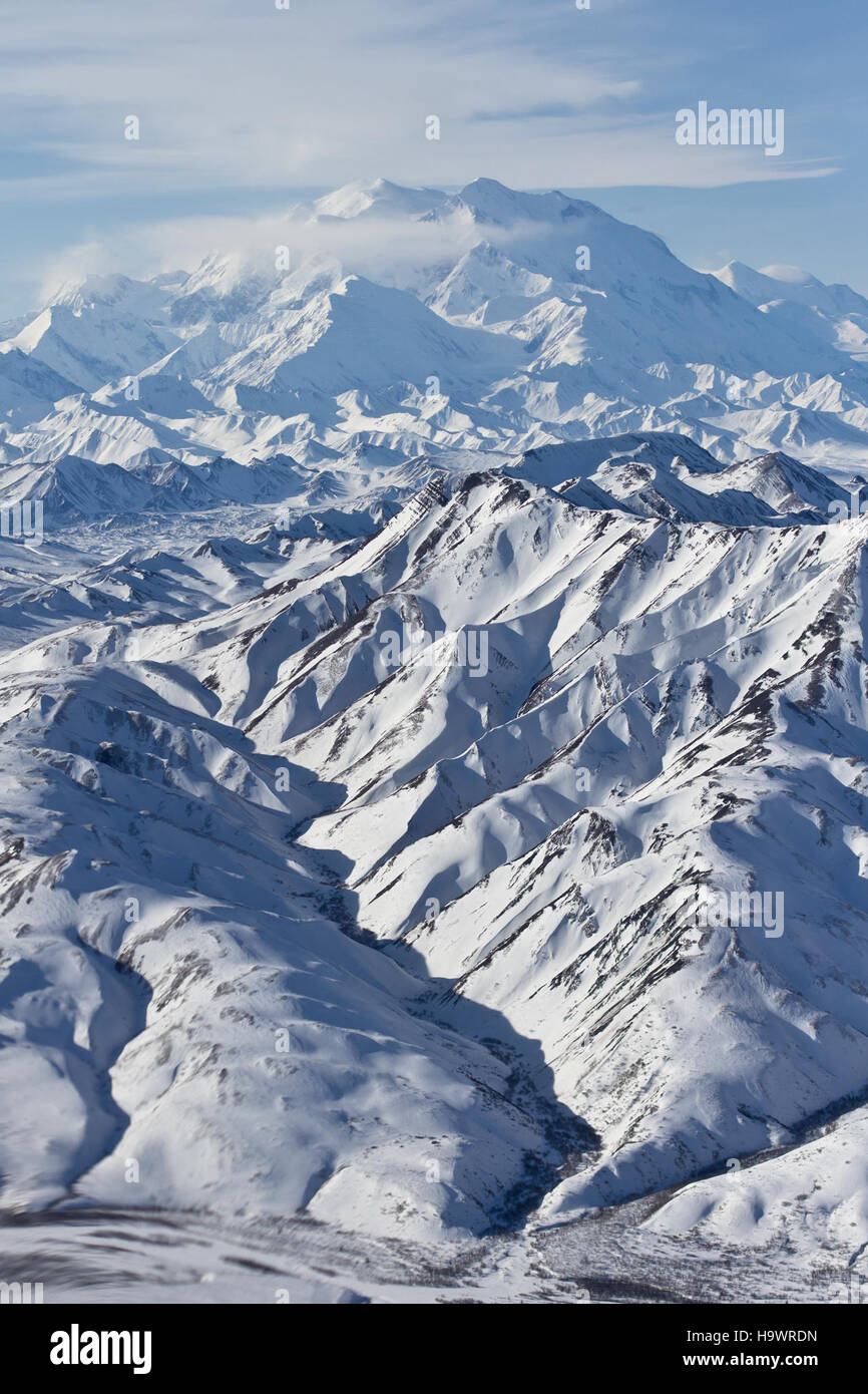 Aerial view of Denali and its surrounding range, offering a unique ...