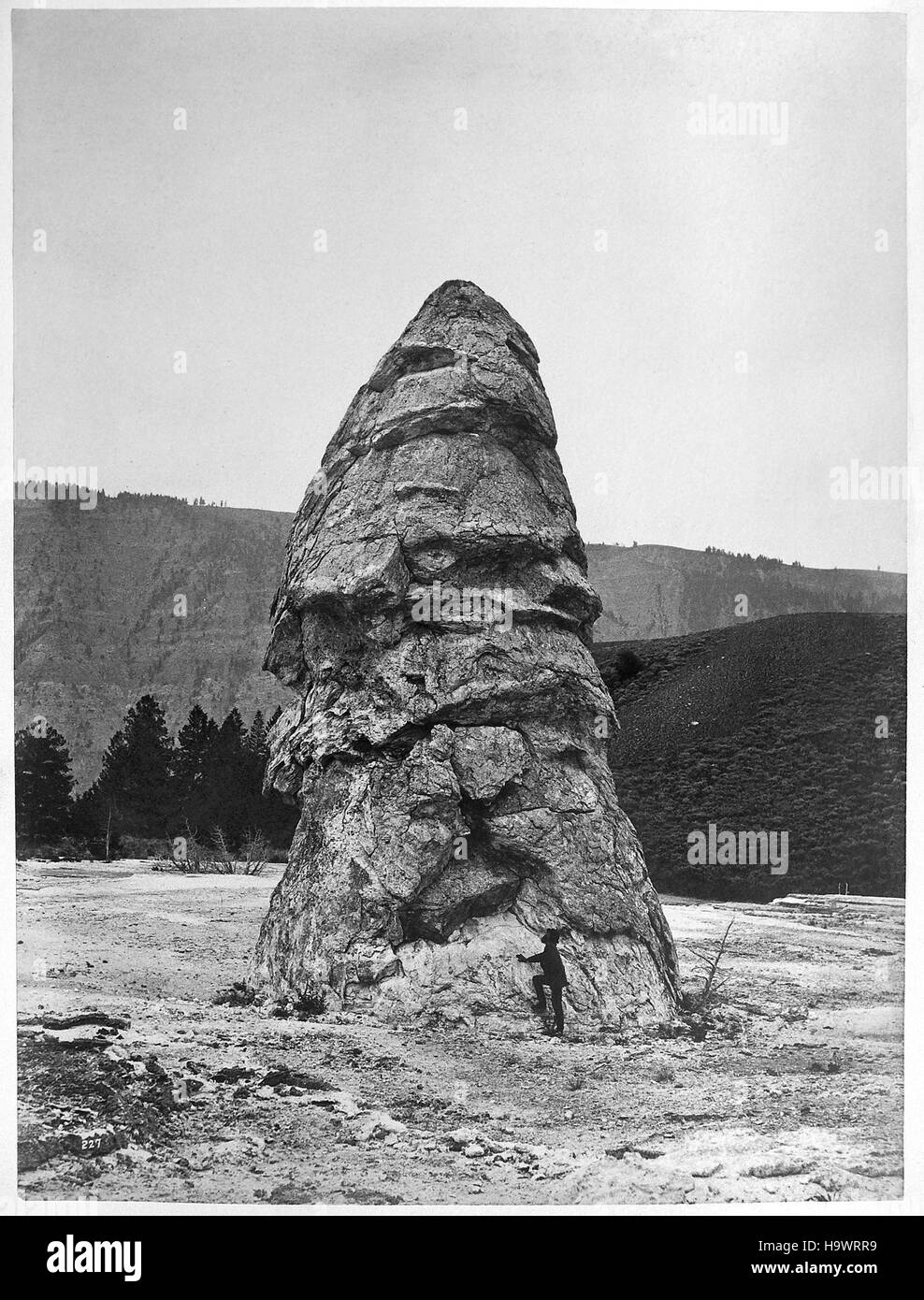 The Liberty Cap formation at Mammoth Hot Springs in Yellowstone ...