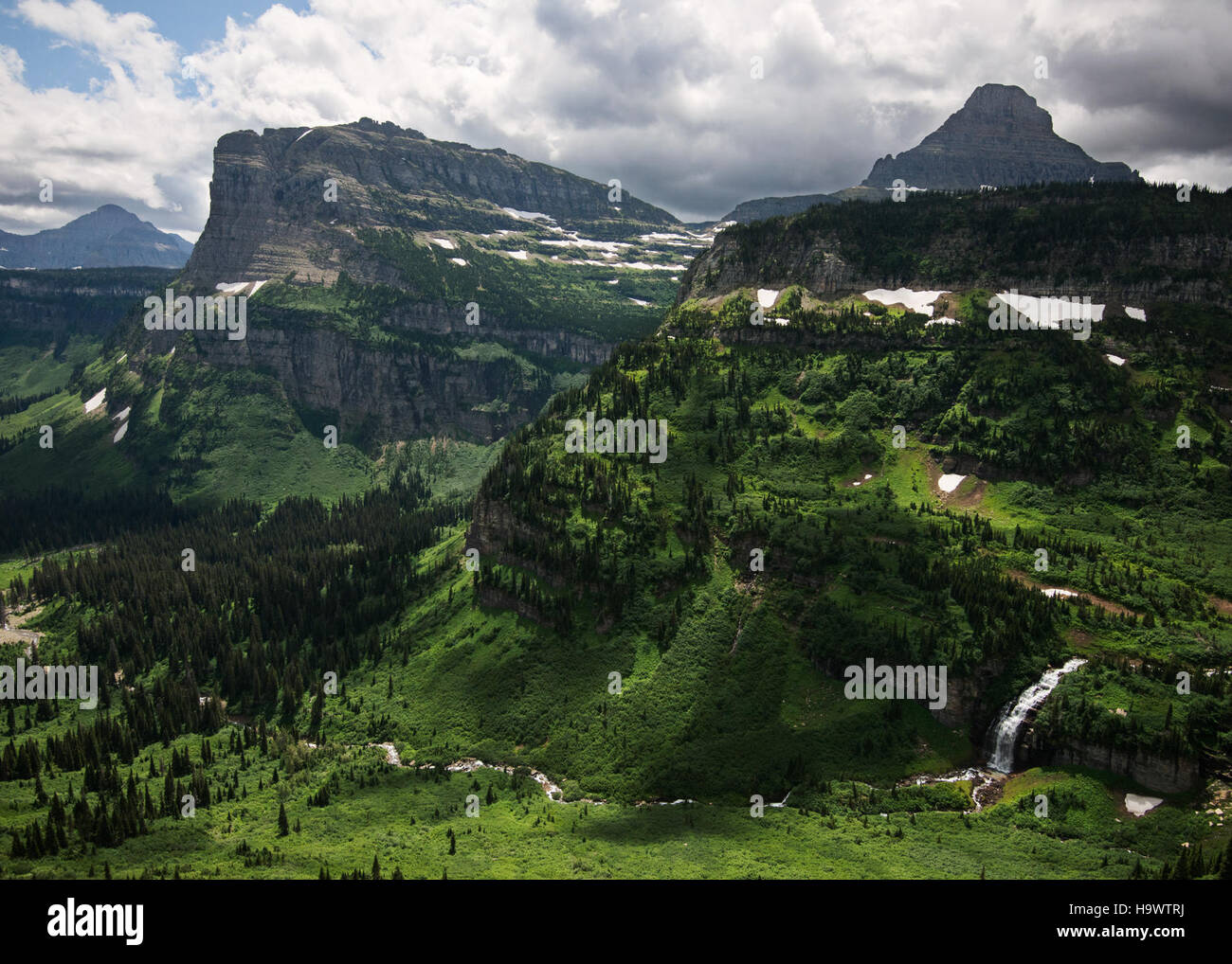 A scenic view of Heavy Runner Mountain in Glacier National Park ...