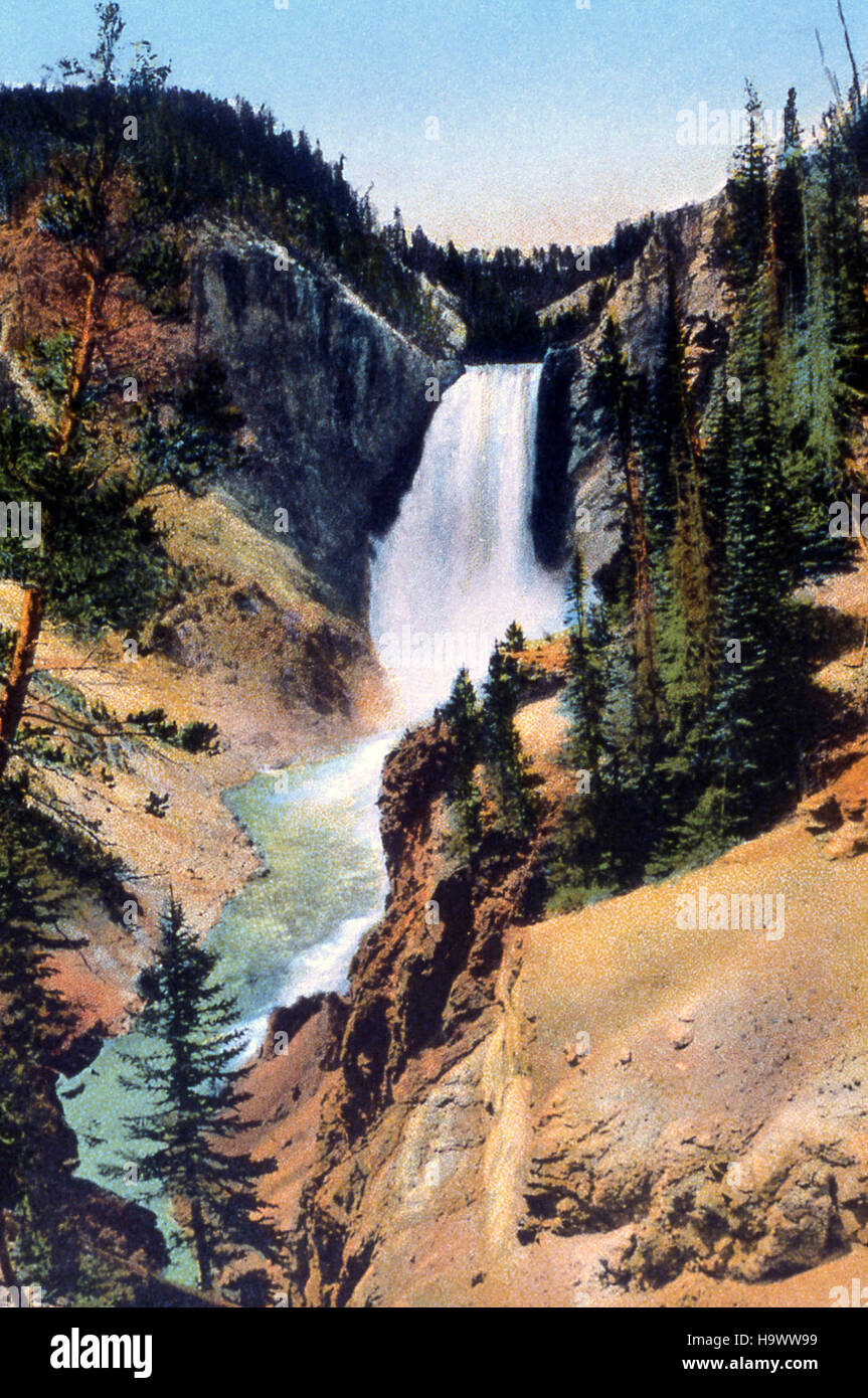 The Lower Falls of the Yellowstone River in Yellowstone National Park ...