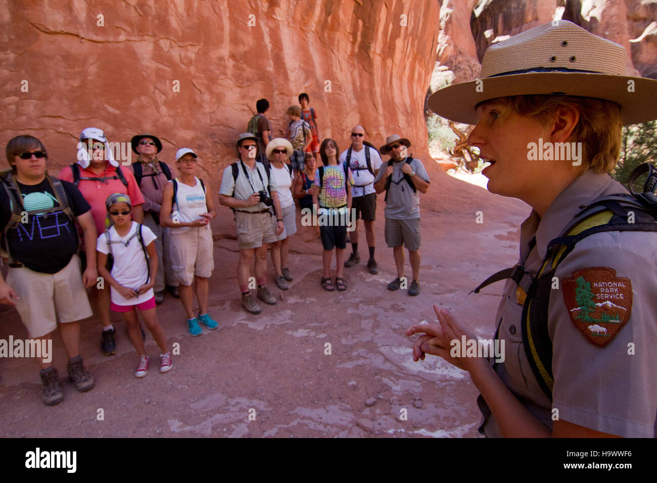 Jess Kavanagh leads a Fiery Furnace hike at Arches National Park ...