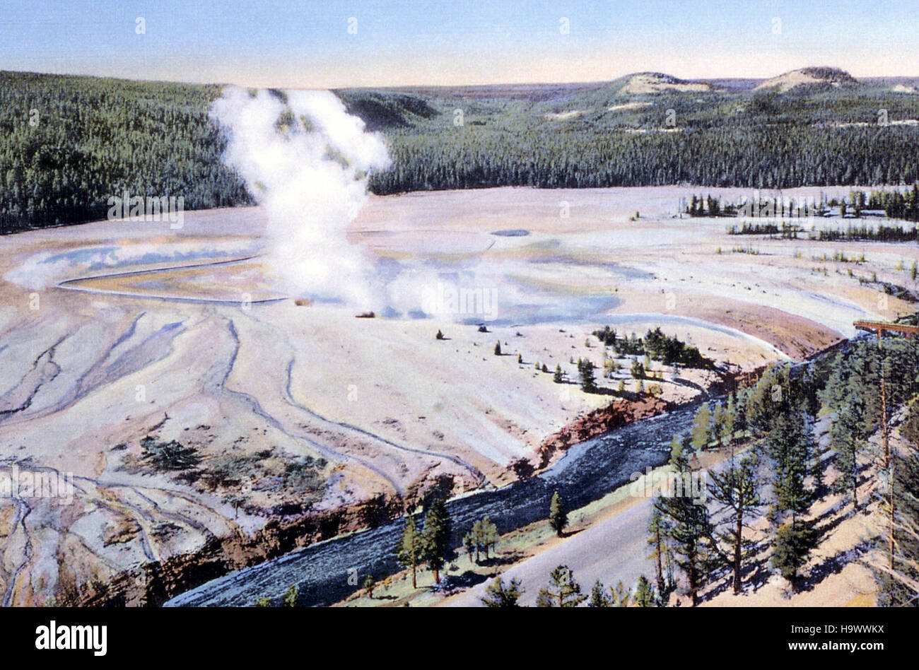 The Excelsior Geyser and Grand Prismatic Spring are natural geothermal ...