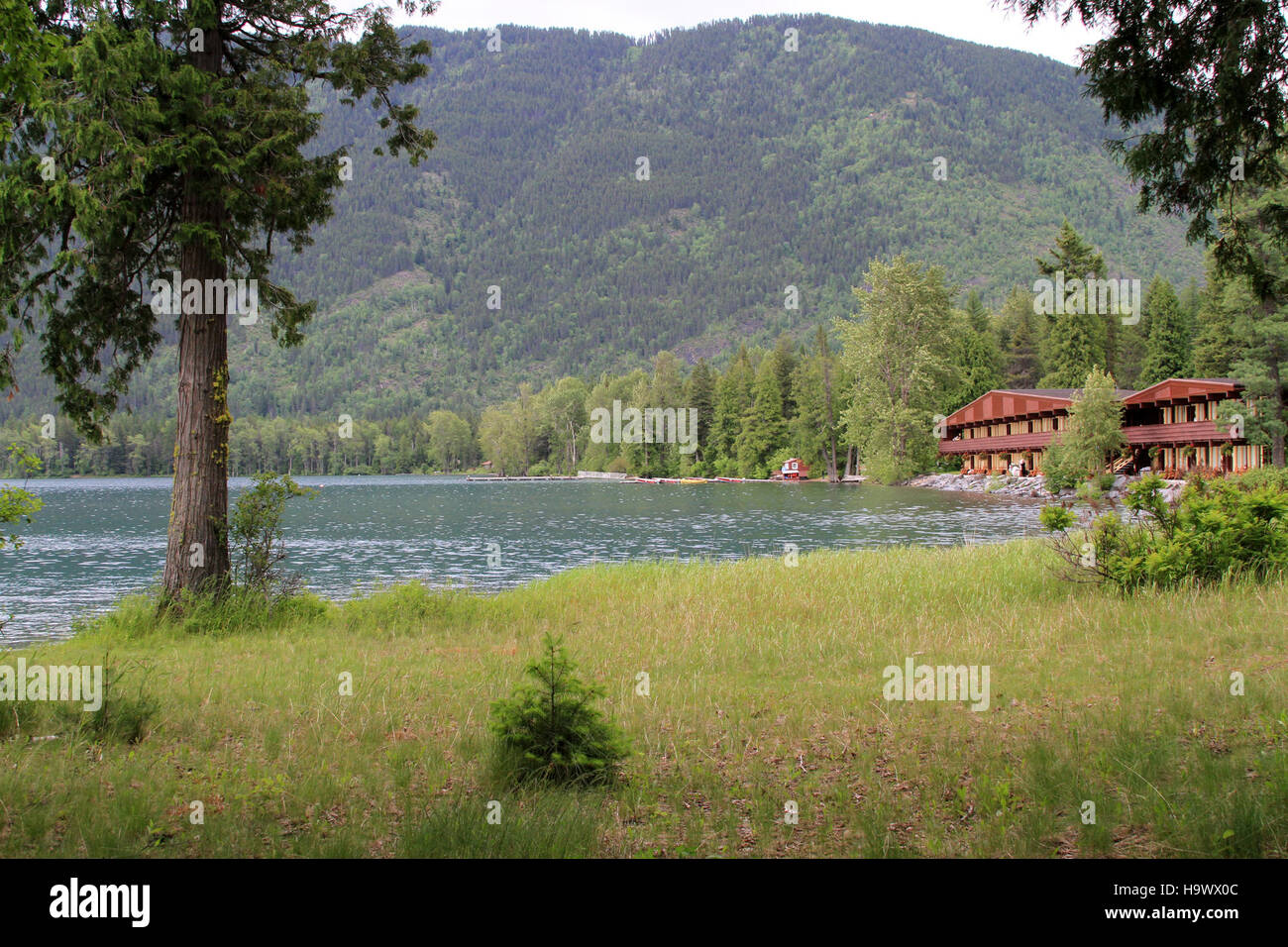 A scenic view of Ryan Beach and Lake McDonald near the West Entrance of ...
