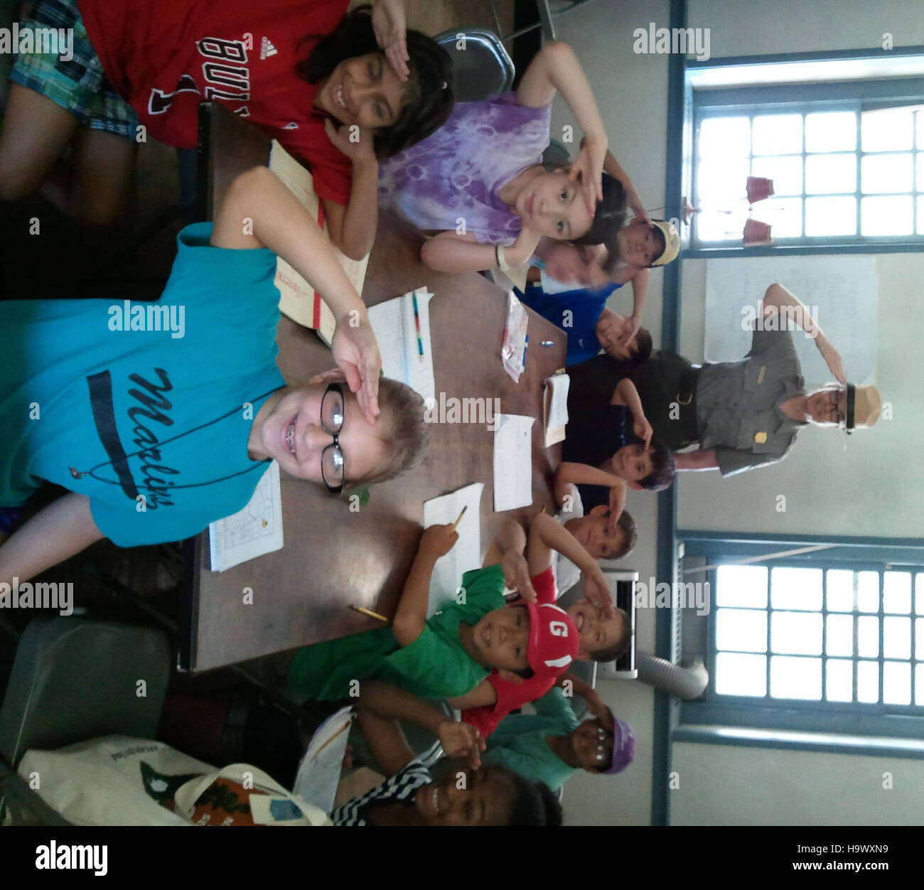 This image from Valley Forge National Park shows Ranger Rhonda engaging with students from the ...