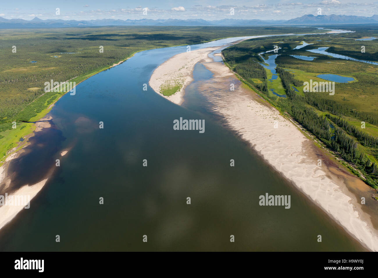 A photograph of the Kobuk River in Alaska, showcasing the rugged beauty ...