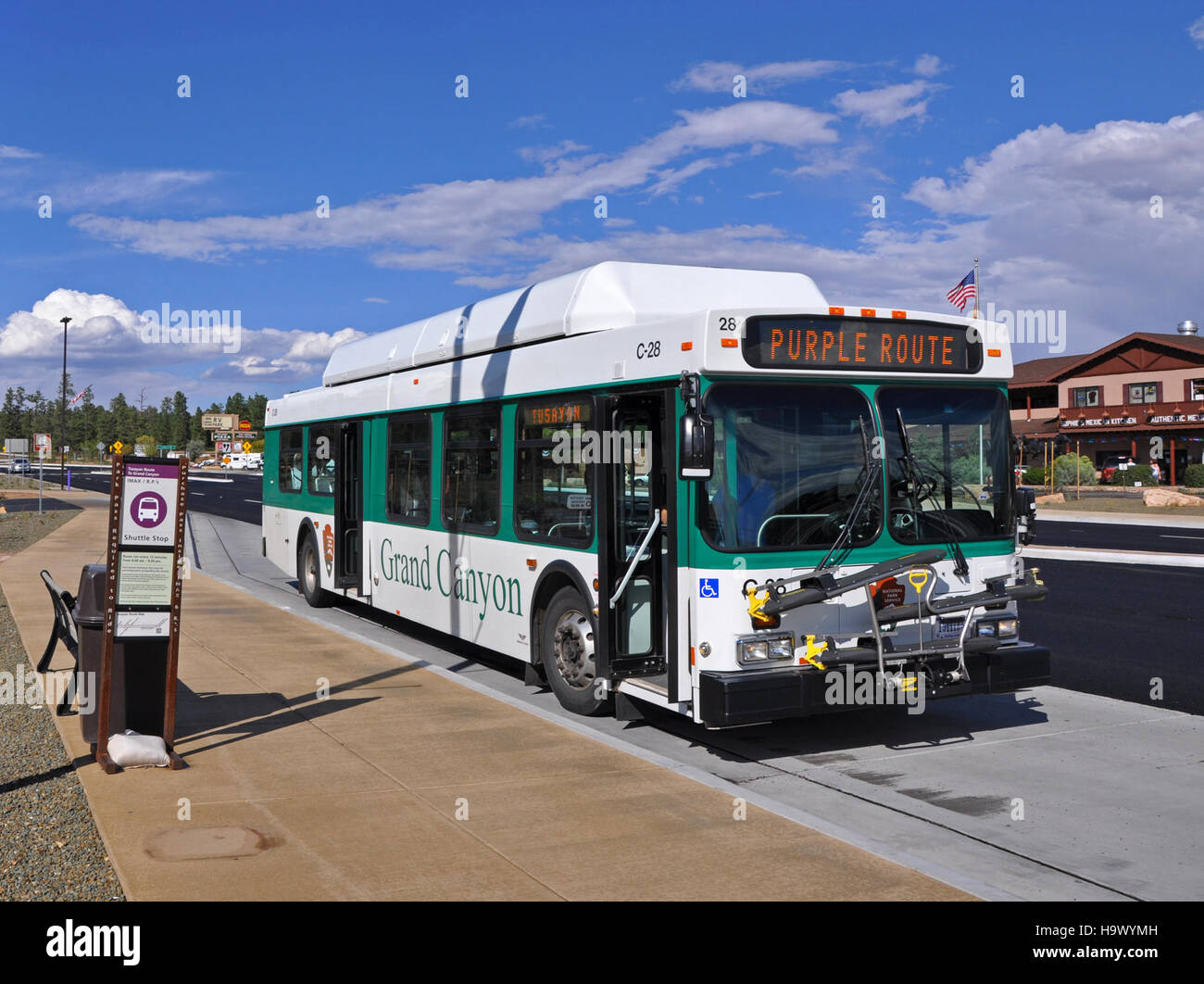 A Tusayan shuttle bus in Grand Canyon National Park provides ...