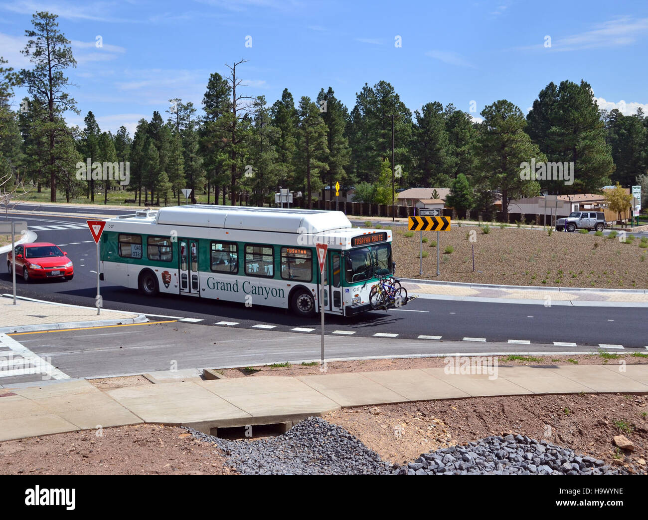 This image captures the Tusayan Shuttle Bus at the Grand Canyon ...