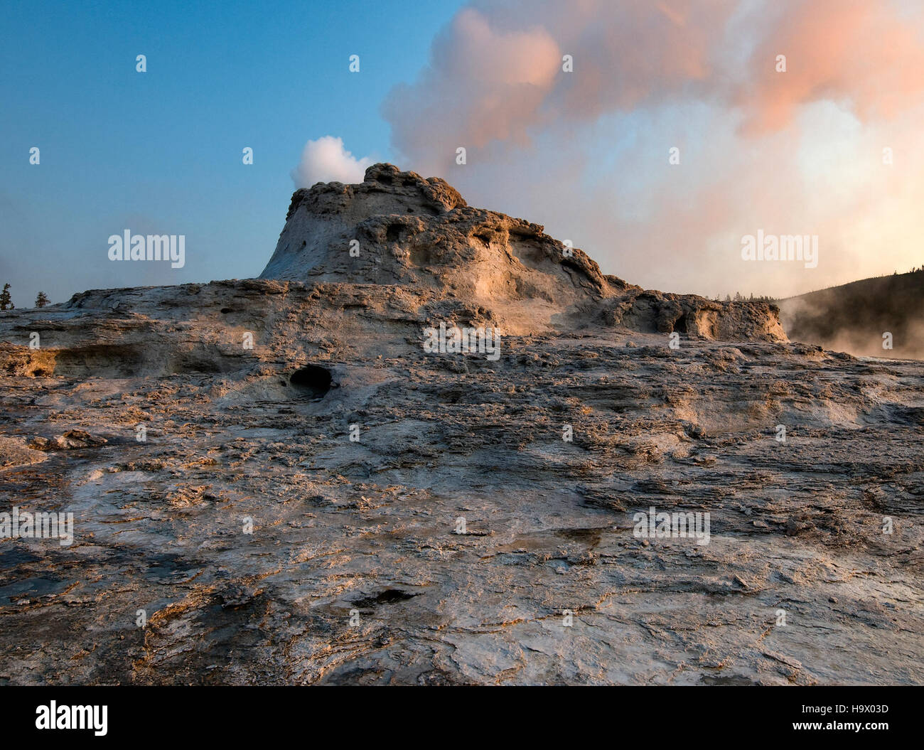 Castle Geyser in Yellowstone National Park is one of the park’s iconic ...
