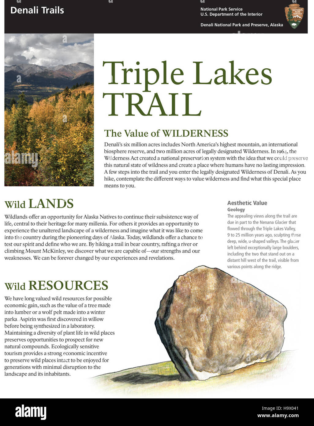 denalinps 8120413180 Triple Lakes Trail Guide Page 1 Stock Photo - Alamy