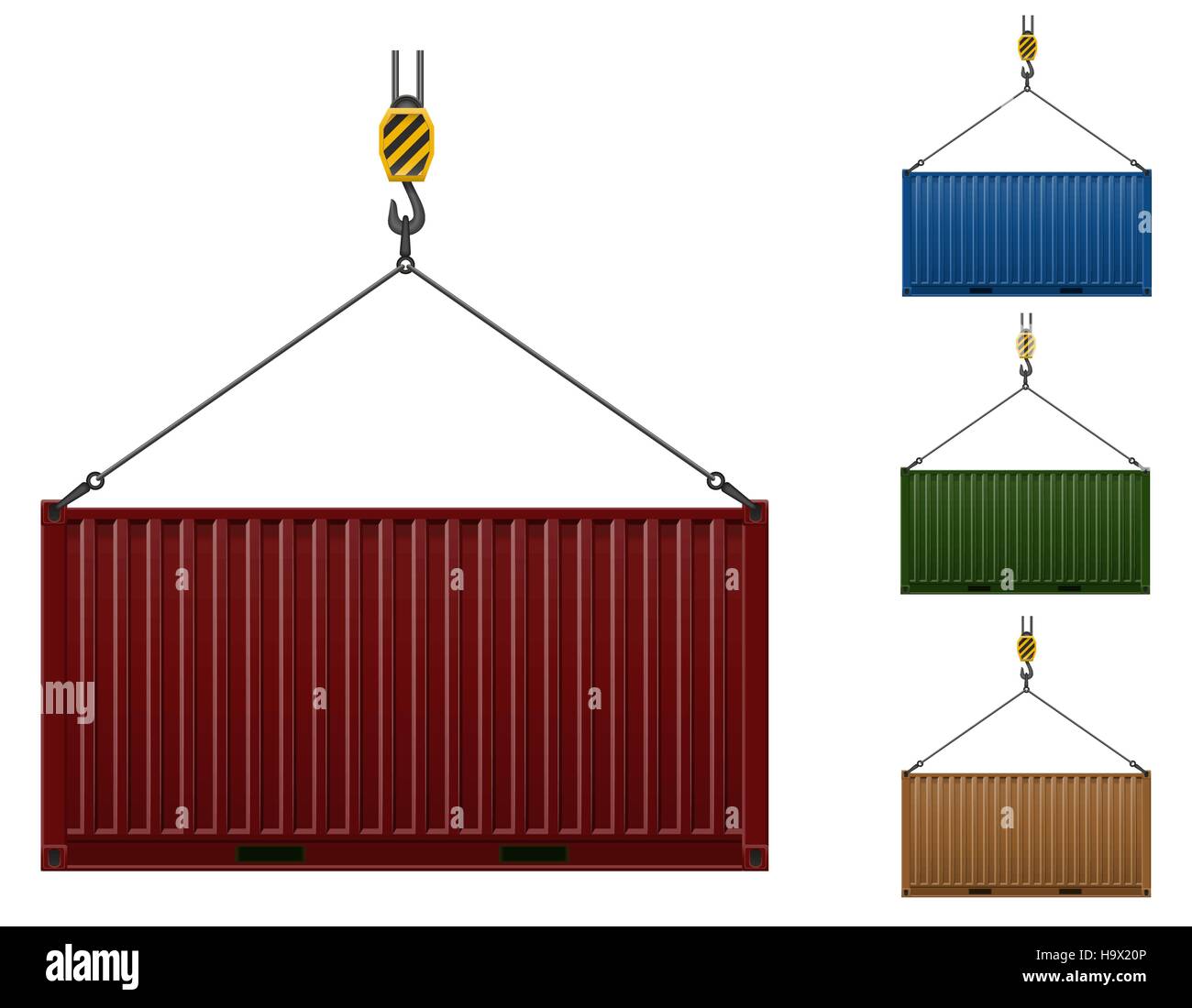 container hanging on the hook of a crane vector illustration isolated ...