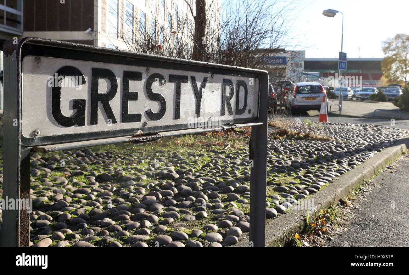 A general view outside of the Alexandra Stadium, Gresty Road, Crewe ...
