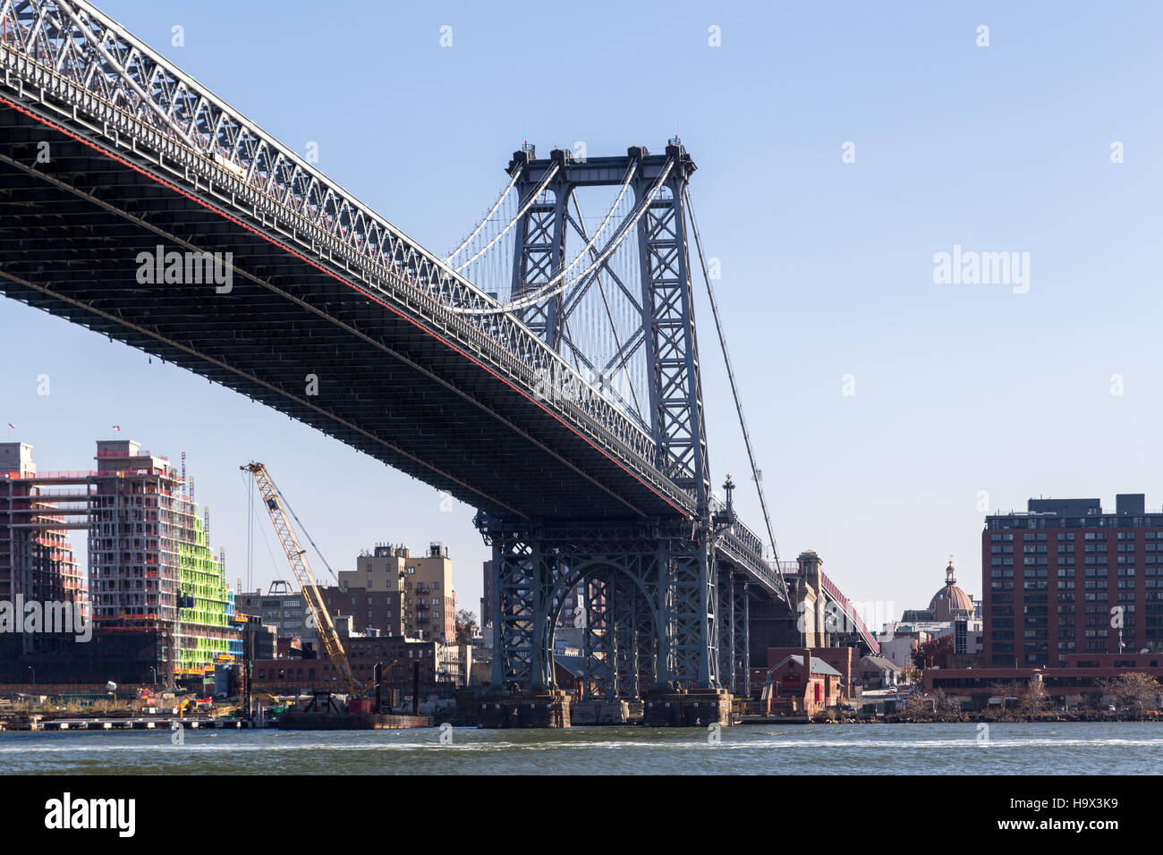 View of Williamsburg Bridge towards Brooklyn in New York City Stock ...