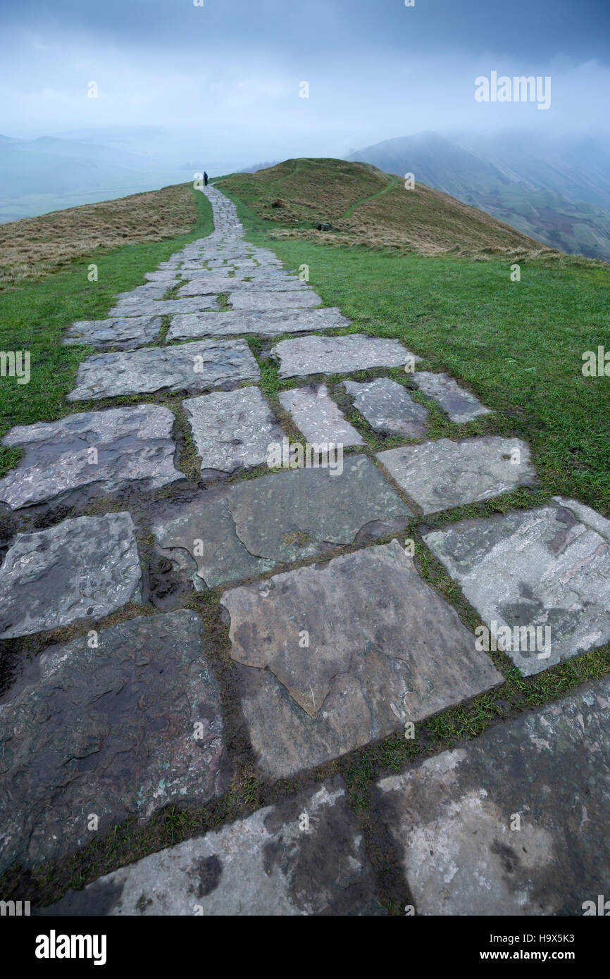 stone pathway on Mam Tor in the Peak District Derbyshire England Stock ...