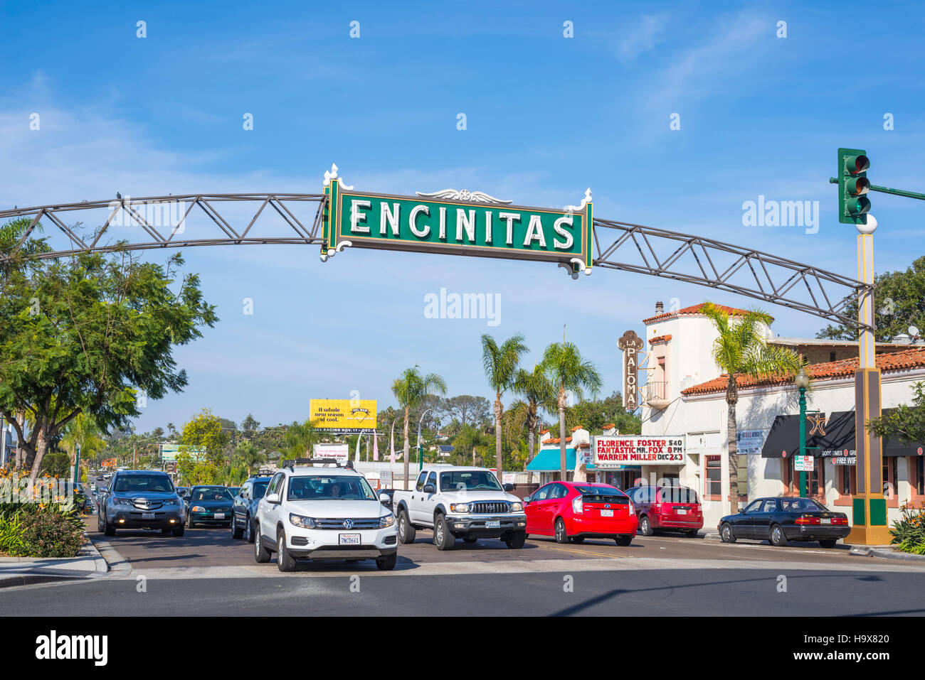Encinitas neon sign, marquee. Encinitas, California, USA Stock Photo ...