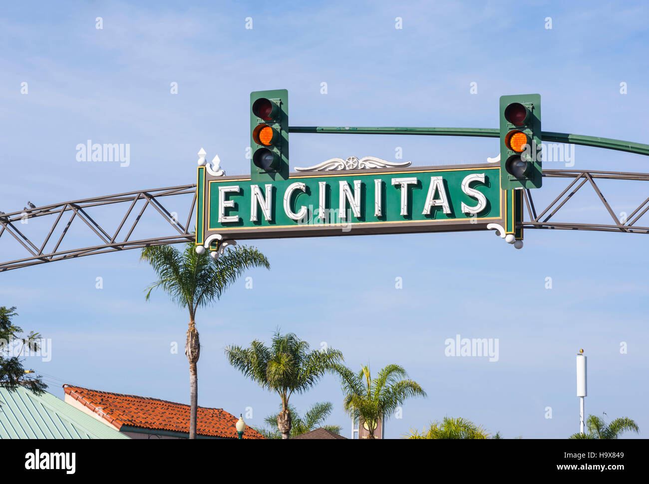 Encinitas neon sign, marquee. Encinitas, California, USA Stock Photo ...