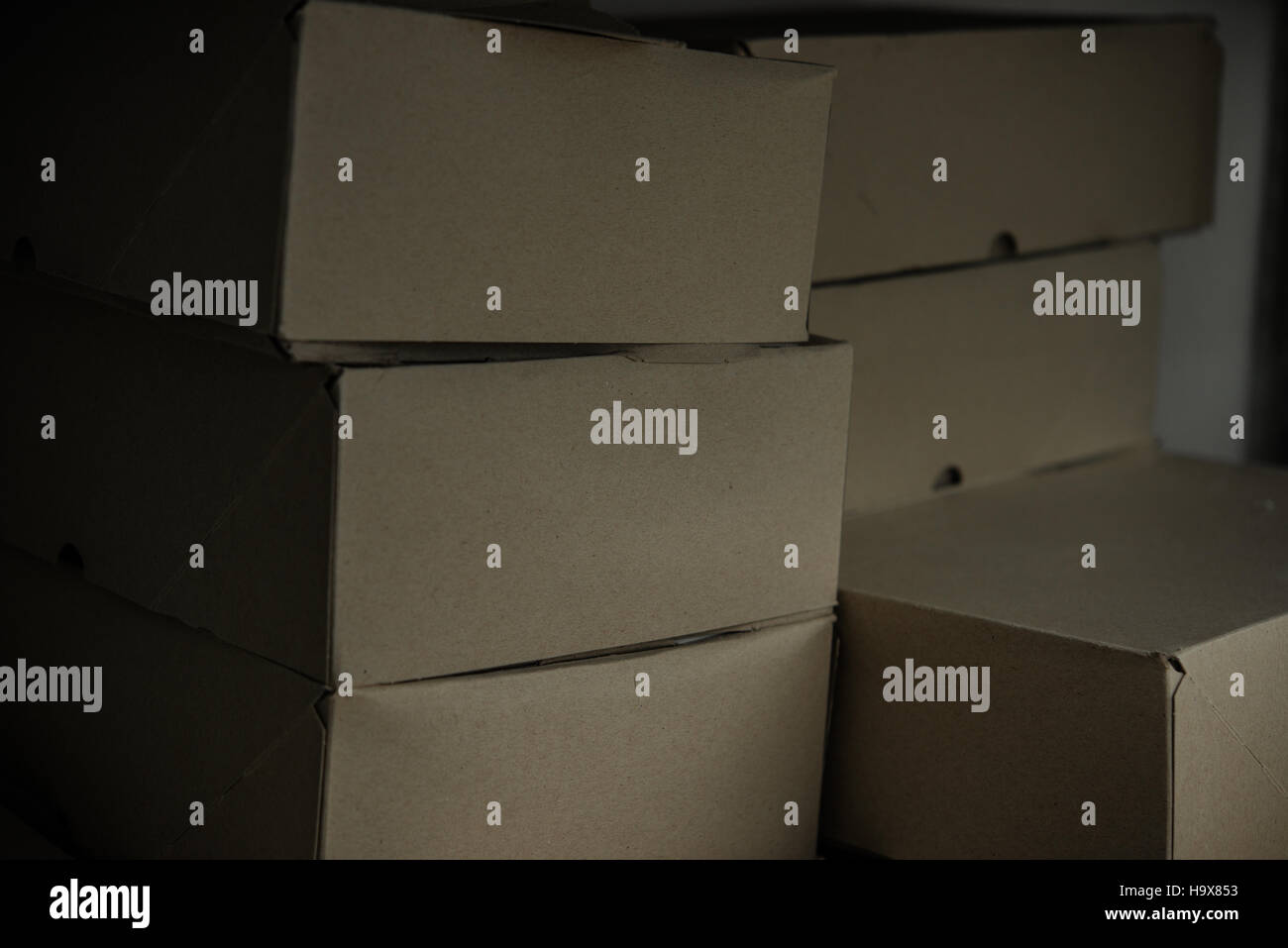 six cardboard boxes Stock Photo - Alamy
