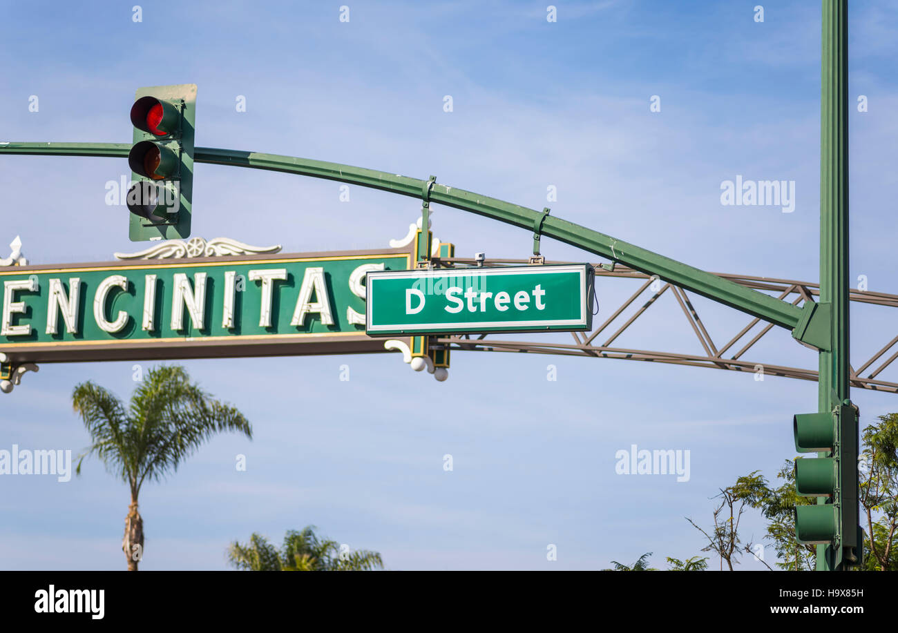 D Street sign, Encinitas, California, USA Stock Photo - Alamy