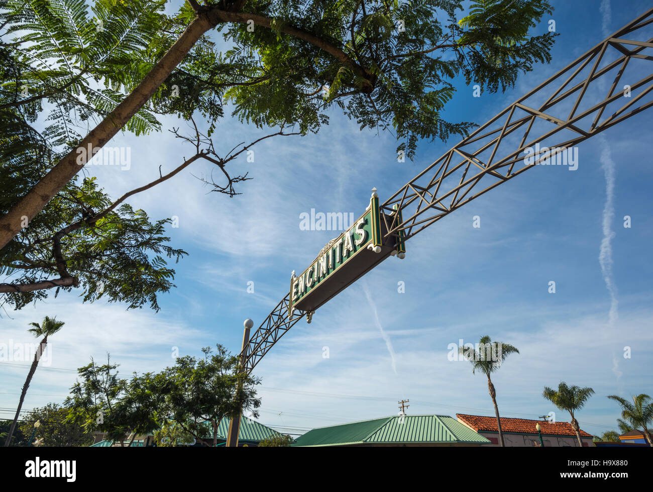 Encinitas neon sign, marquee. Encinitas, California, USA Stock Photo ...