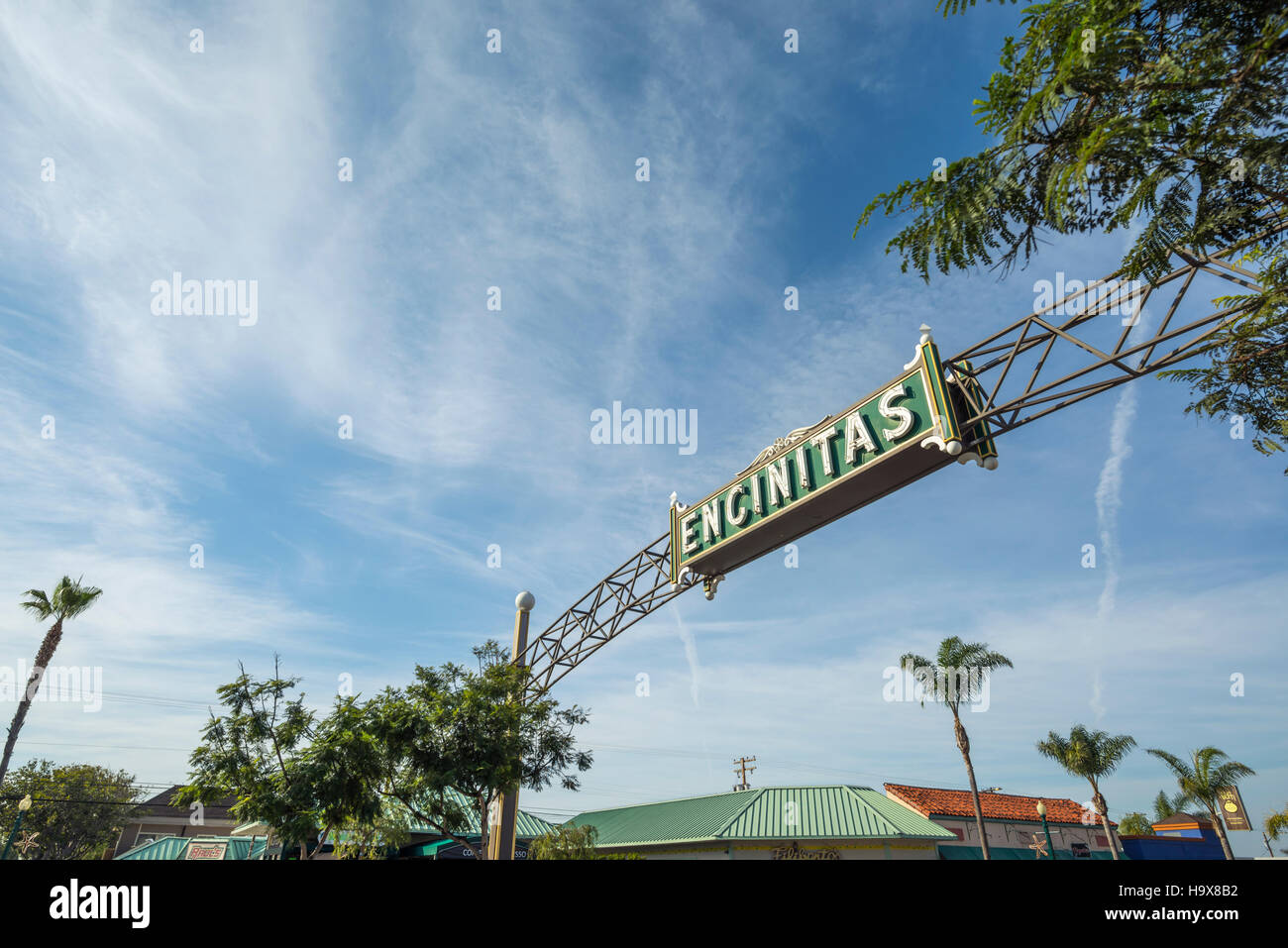 Encinitas neon sign, marquee. Encinitas, California, USA Stock Photo ...