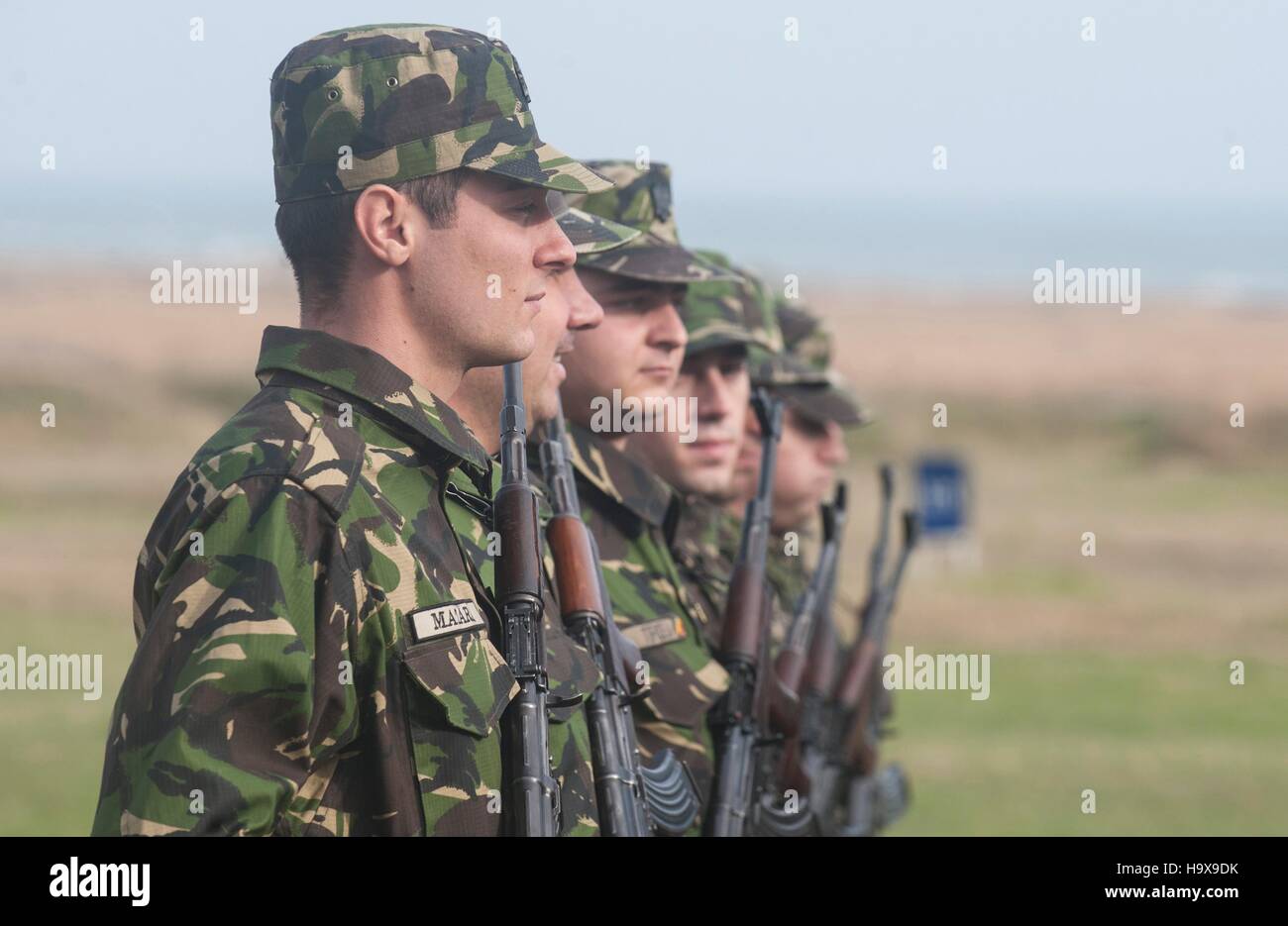 Romanian soldiers stand in formation during exercise Patriot Shock ...