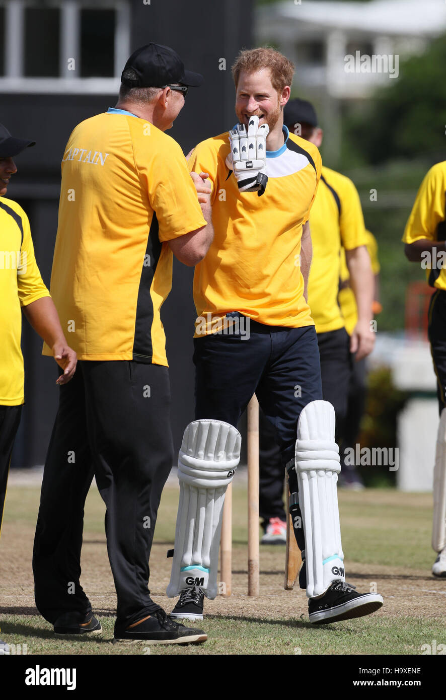 Prince Harry and Prime Minister Allen Michael Chastanet during an ...