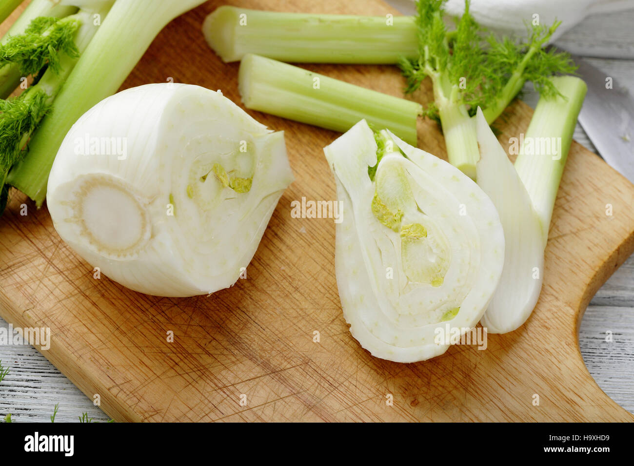 Fresh fennel sliced, cooking food Stock Photo - Alamy