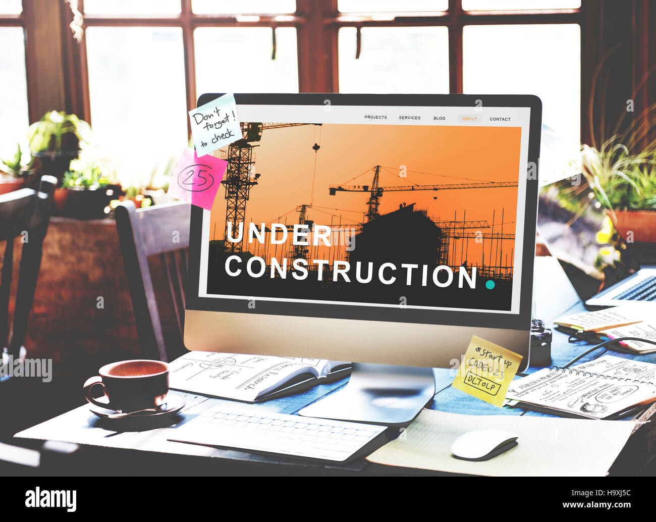 Under Construction Building Architecture Concept Stock Photo - Alamy