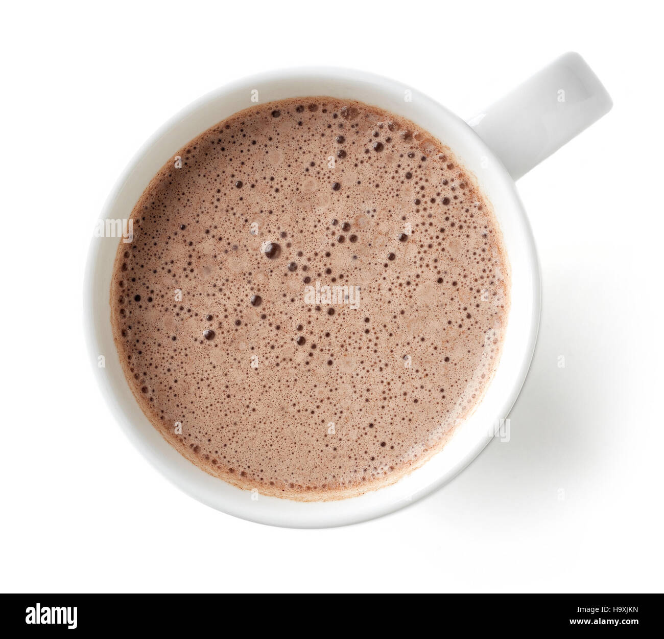 Cocoa drink in white mug isolated on white background, top view Stock ...